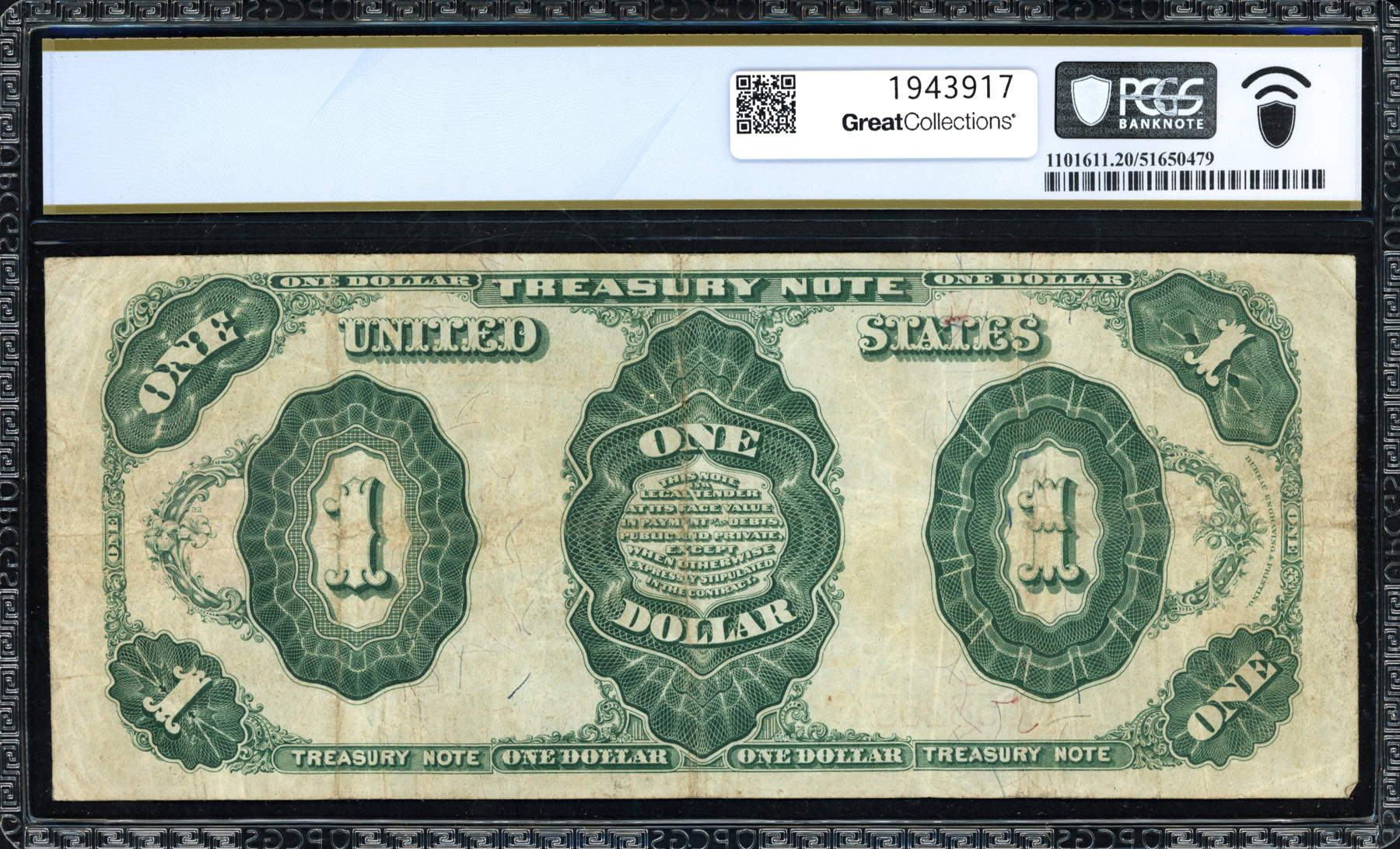 Fr. 350 1891 $1 Treasury Note Rosecrans / Nebeker PCGS Banknote Very ...
