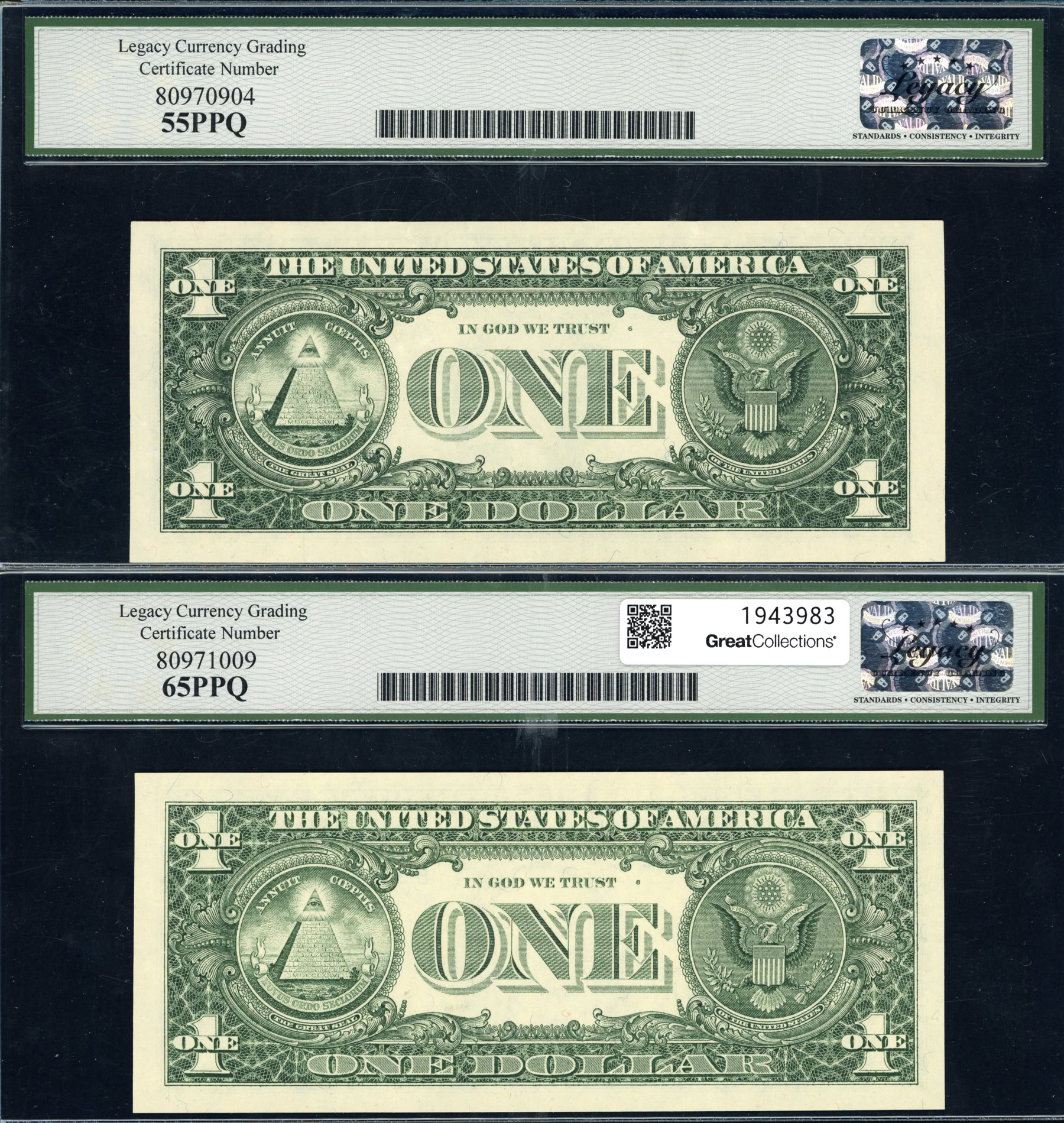 Fr. 1917-A & 1923-B 1988A & 1995 $1 Federal Reserve Web Press Notes ...
