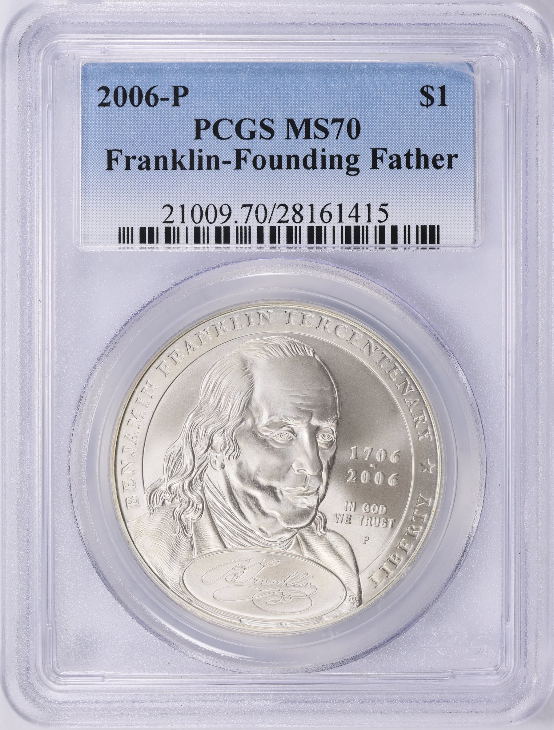2006-P Benjamin Franklin Tercentenary Founding Father Silver Dollar ...