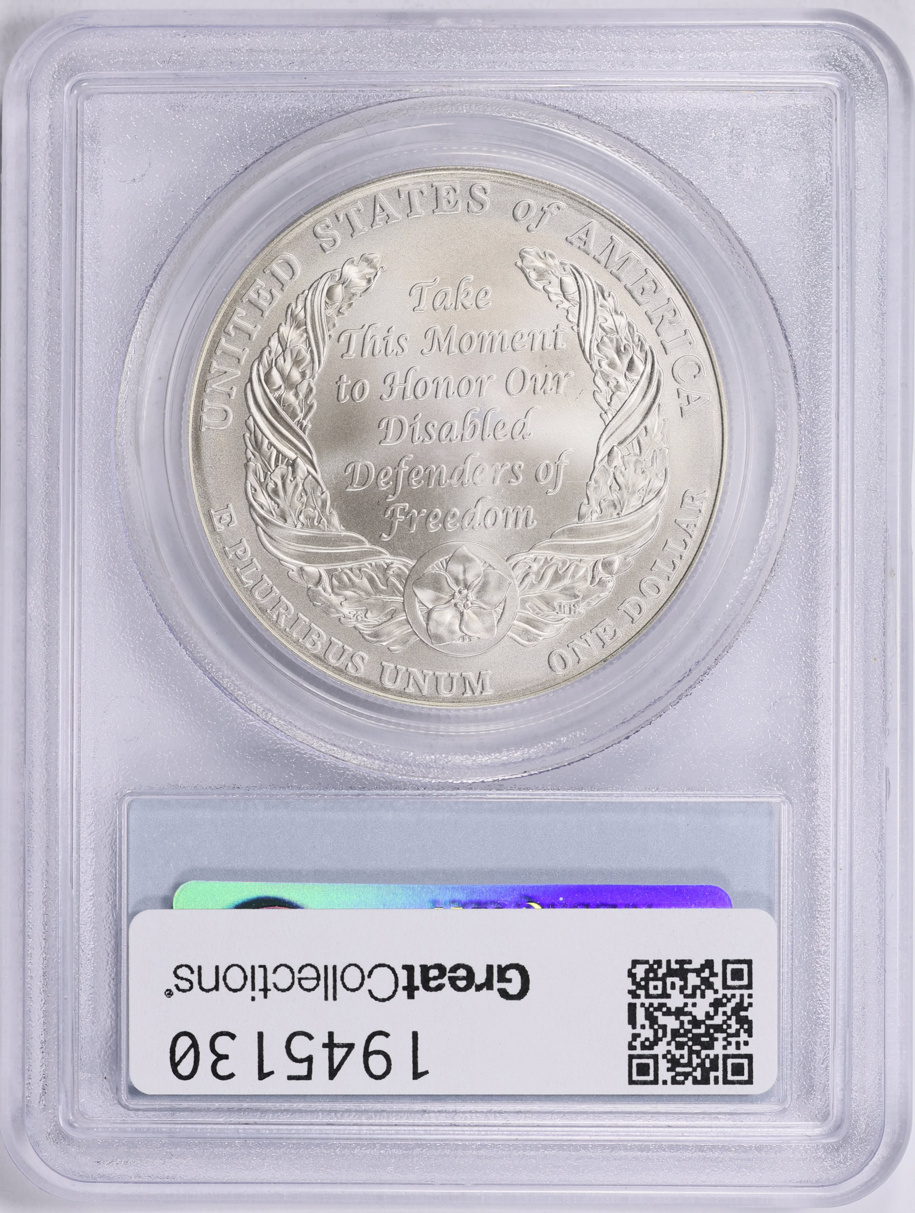 2010-W American Veterans Disabled for Life Silver Dollar PCGS MS-70 ...