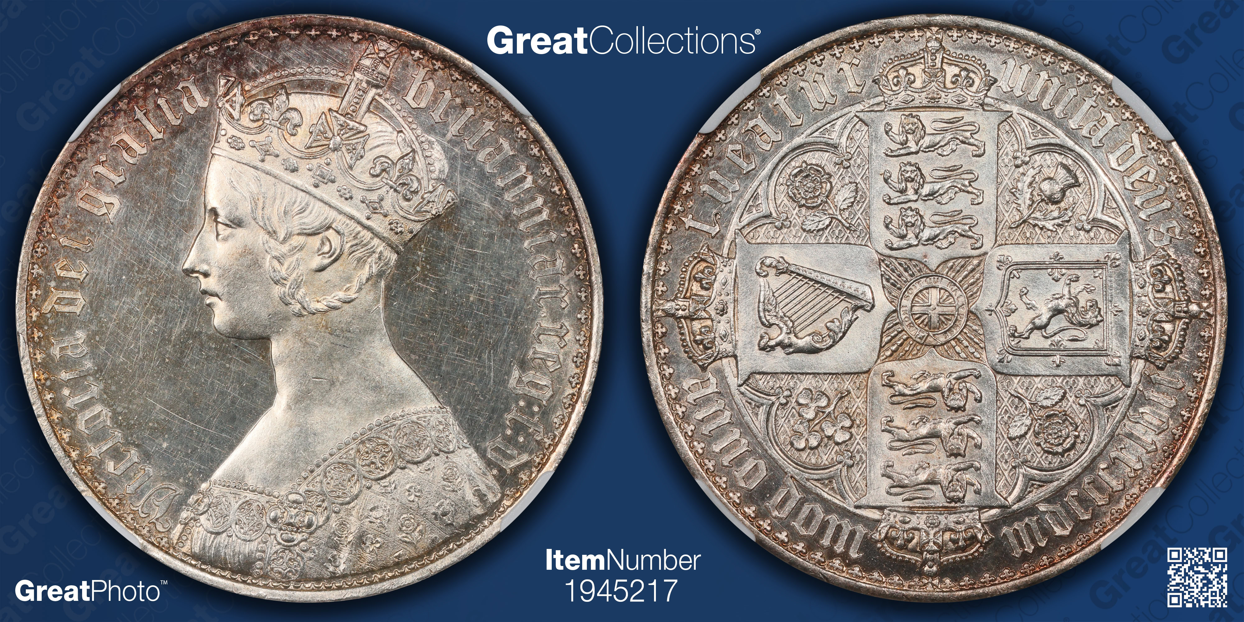 Great Britain 1847 Silver Gothic Crown UN DECIMO Edge S-3882 NGC Proof ...