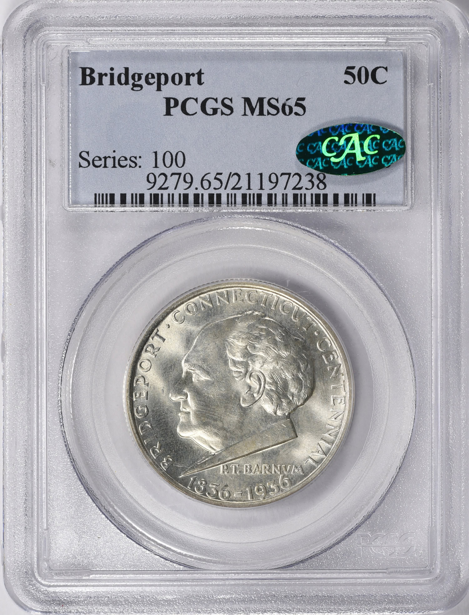 1936 Bridgeport, Connecticut, Centennial Half Dollar PCGS MS-65 (CAC ...