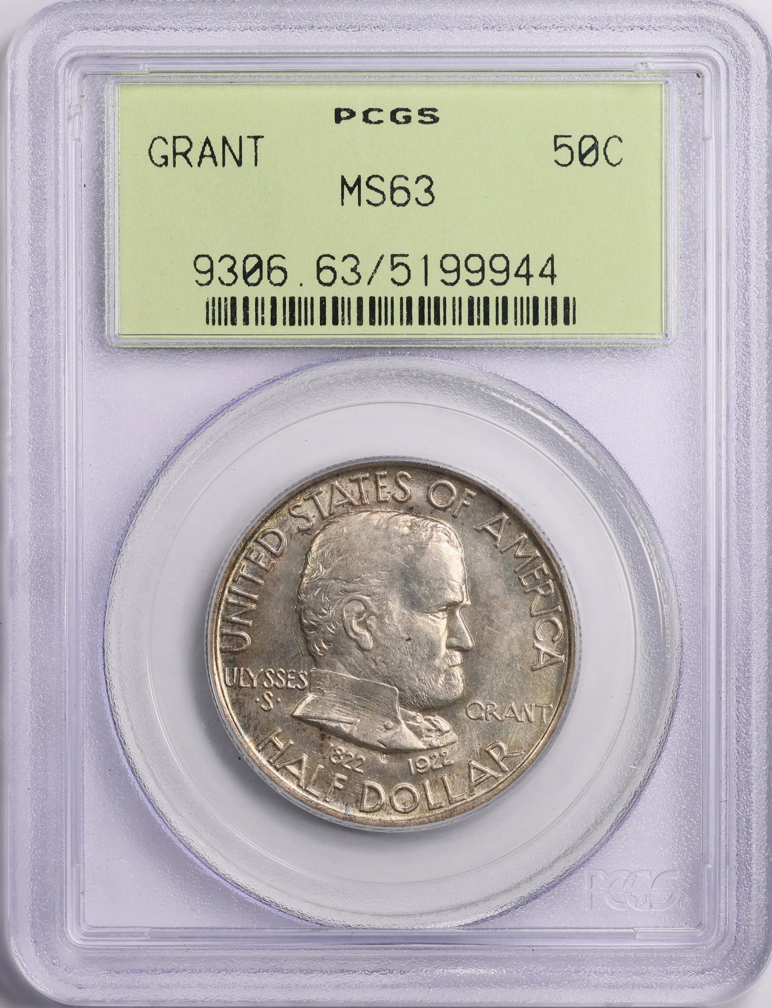 1922 Grant Memorial Half Dollar No Star PCGS MS-63 OGH (Toned) (Item ...
