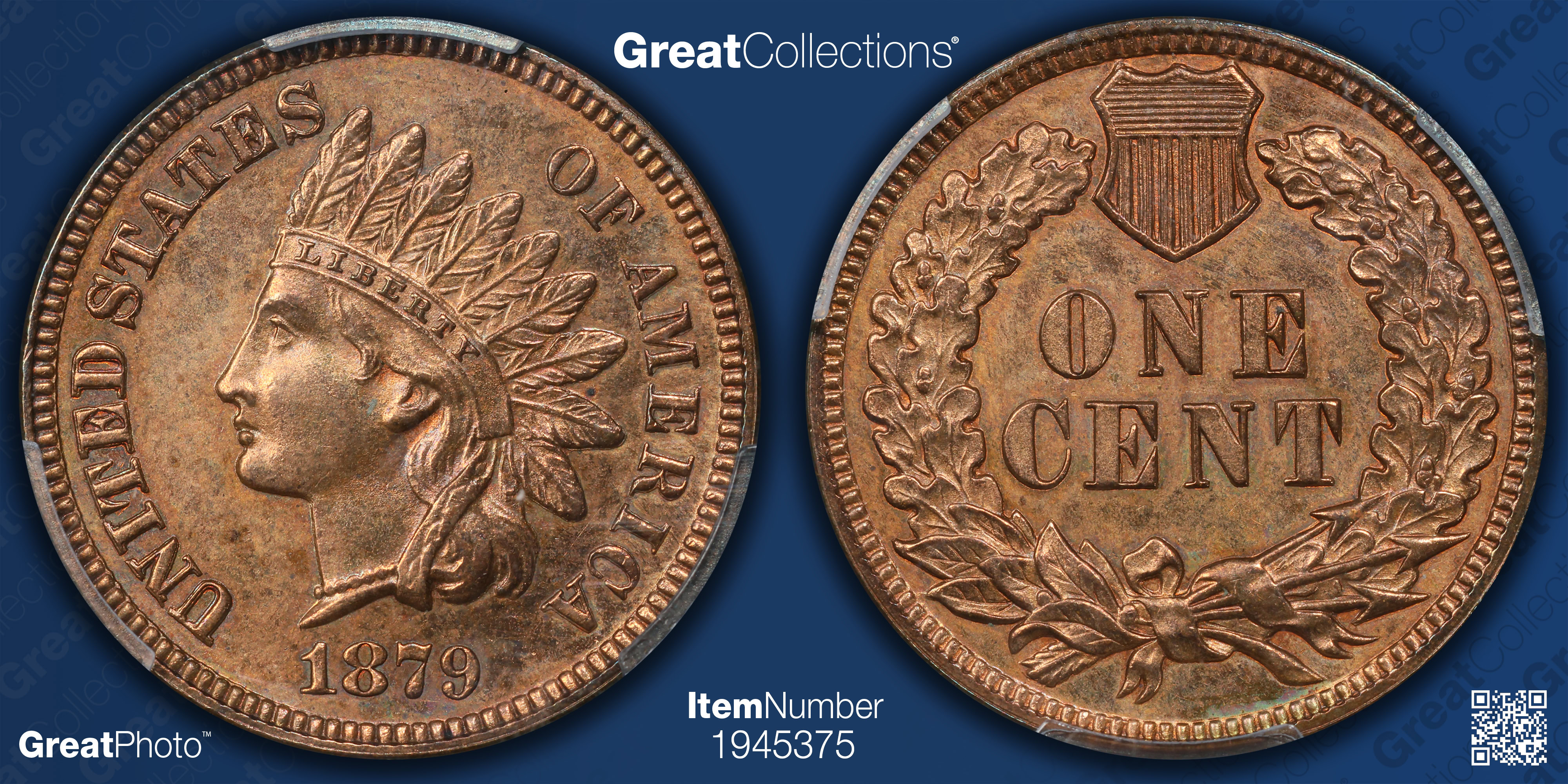 1879 Indian Cent PCGS Proof-62 RB (Item 1945375) | GreatCollections ...