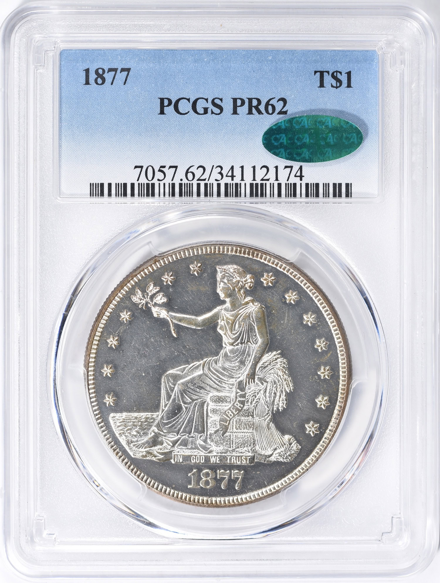 1877 Trade Silver Dollar PCGS Proof-62 (CAC Green) (Item 1945390 ...
