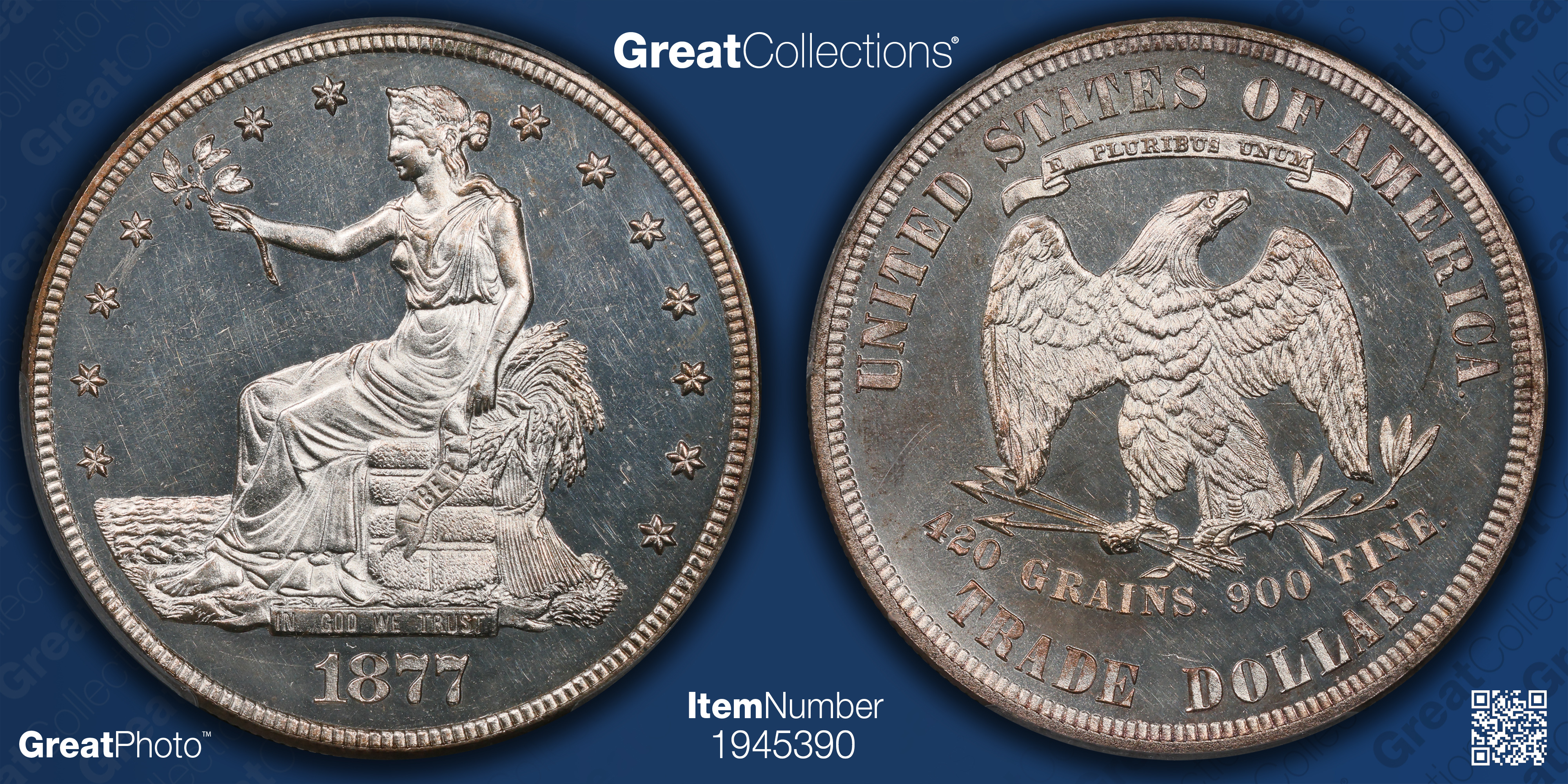 1877 Trade Silver Dollar PCGS Proof-62 (CAC Green) (Item 1945390 ...