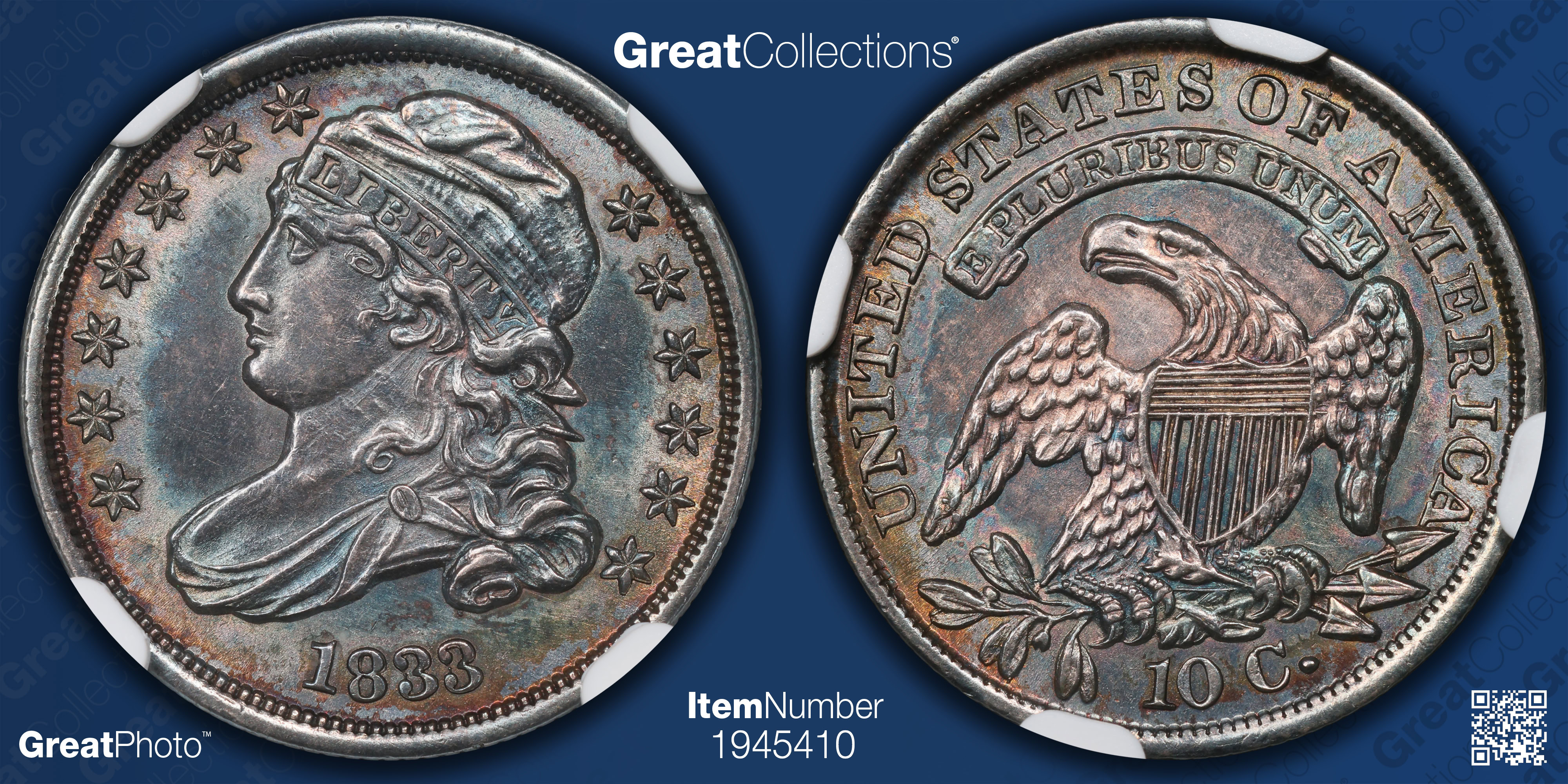 1833 Capped Bust Dime NGC Unc Details (Item 1945410) | GreatCollections ...
