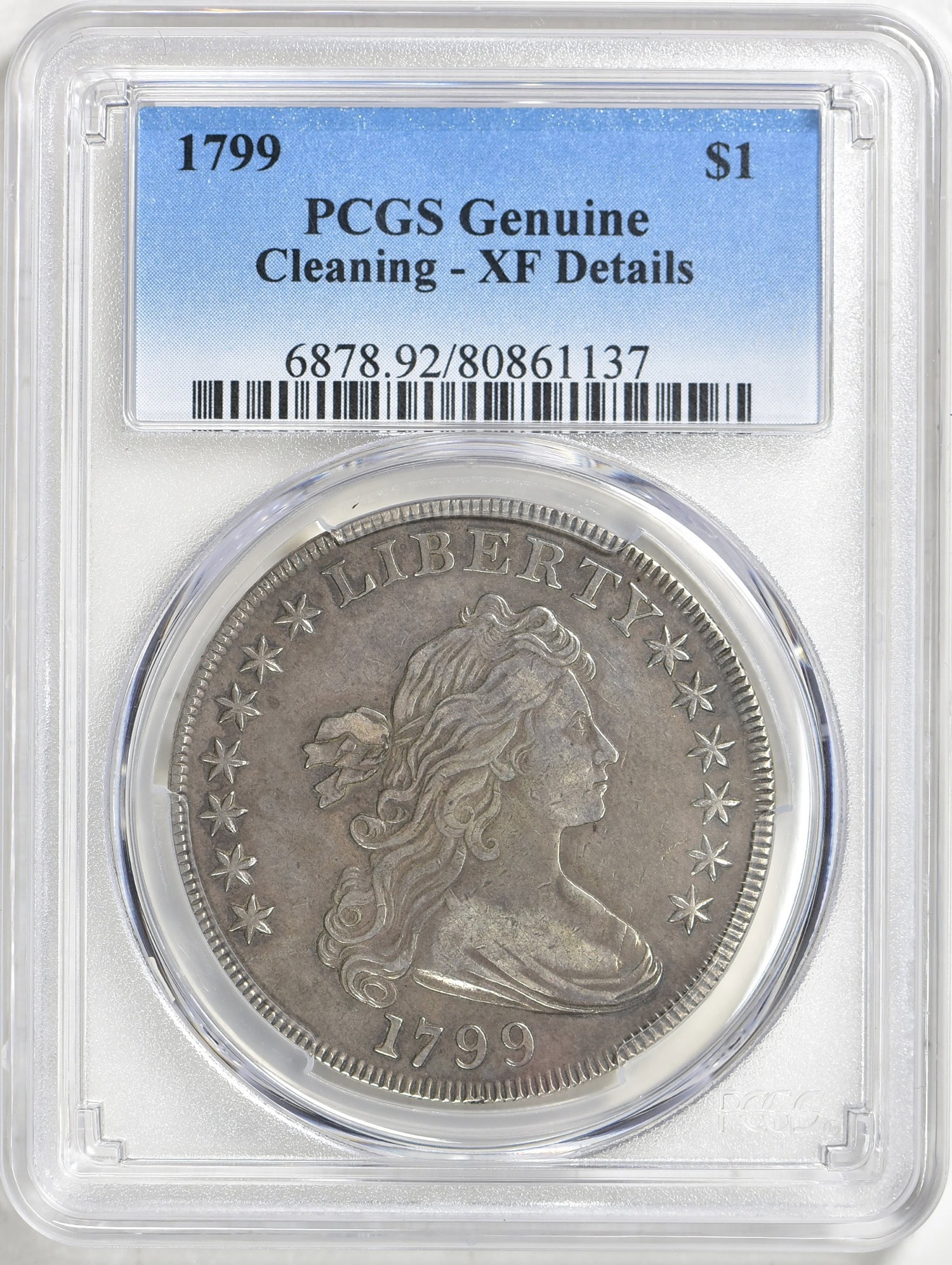 1799 Draped Bust Silver Dollar PCGS Genuine XF Details (Item 1945417 ...