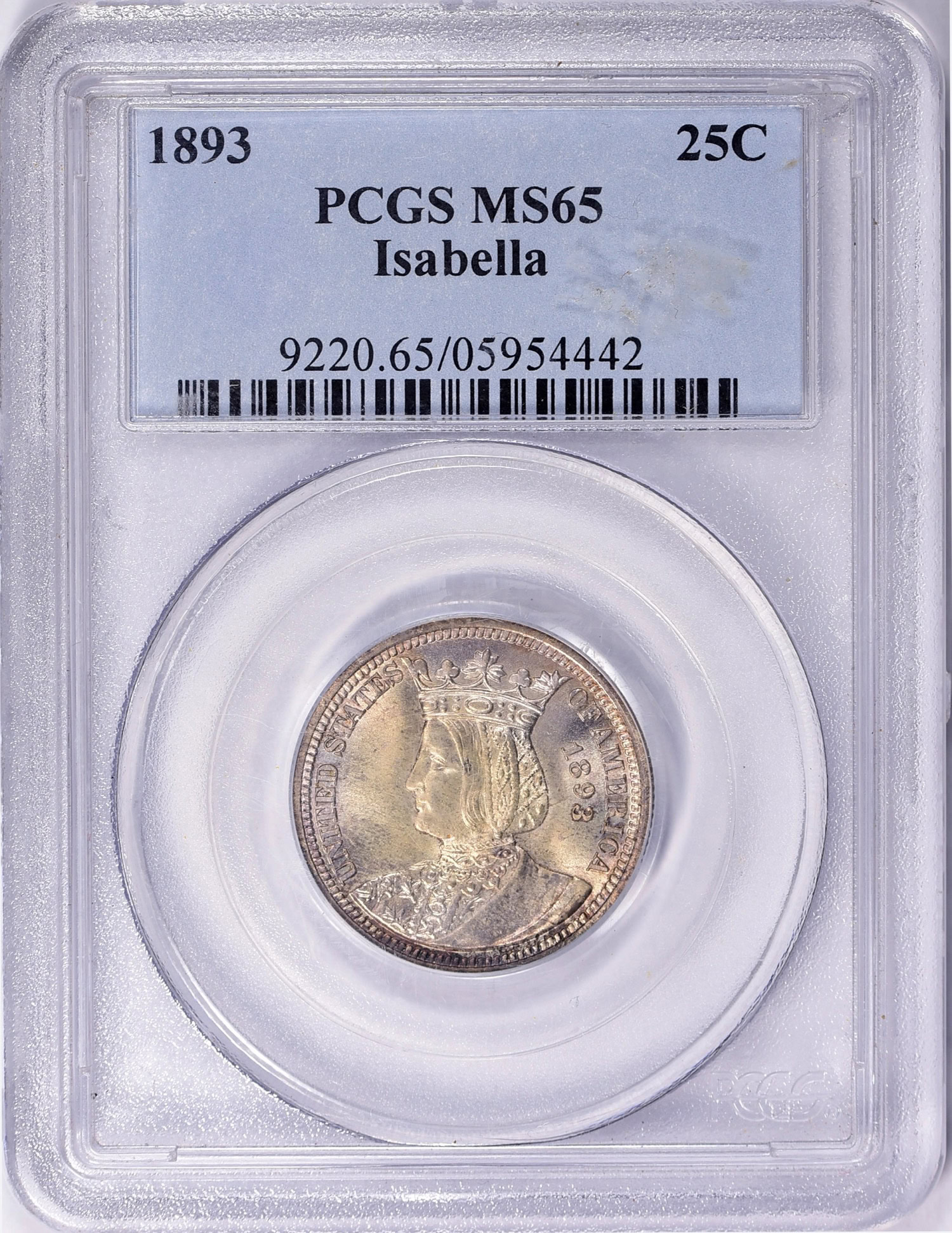 1893 World Columbian Exposition, Isabella Quarter PCGS MS-65 (Item ...