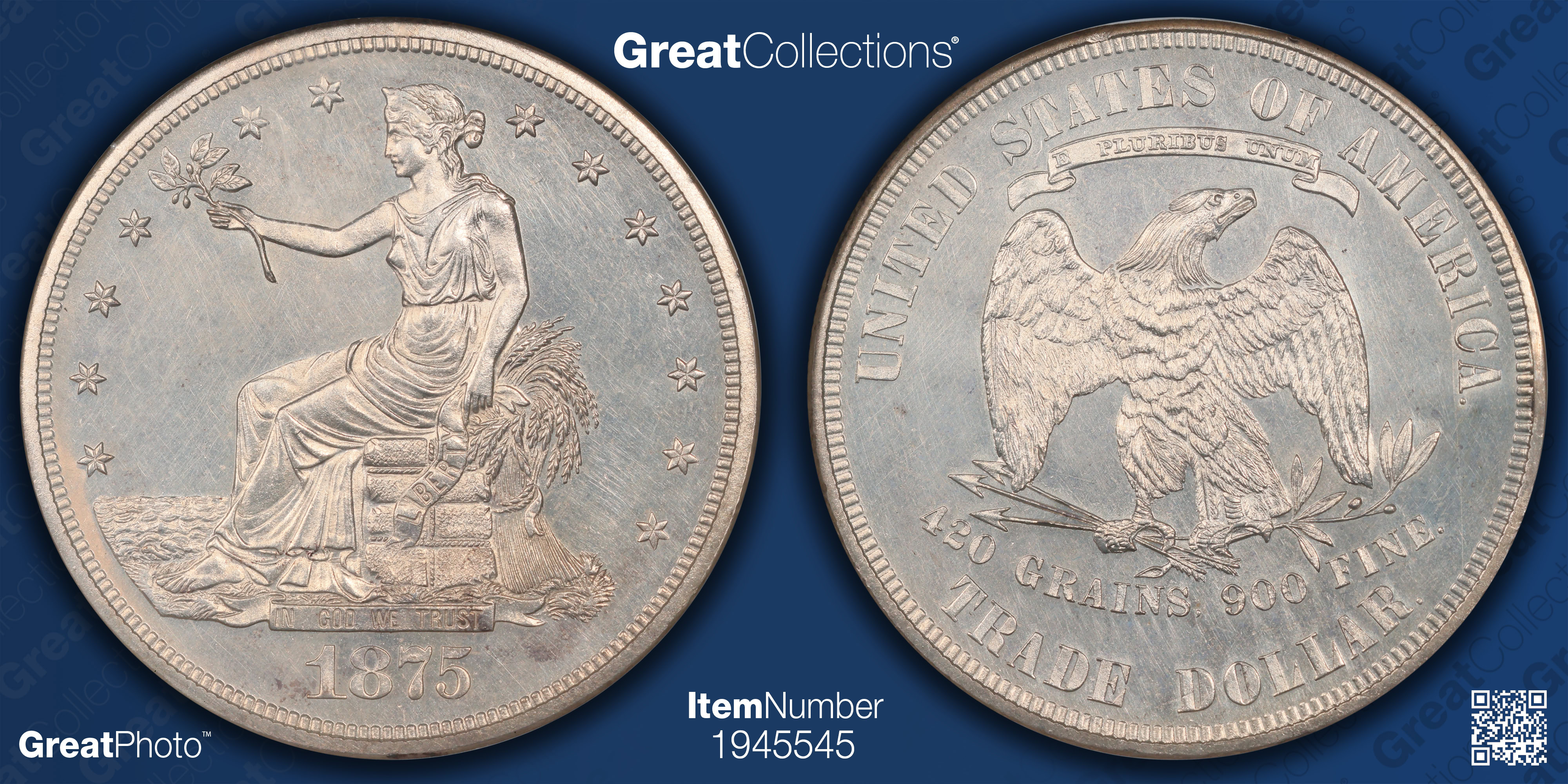 1875 Trade Silver Dollar NGC Proof-62 (Item 1945545) | GreatCollections ...
