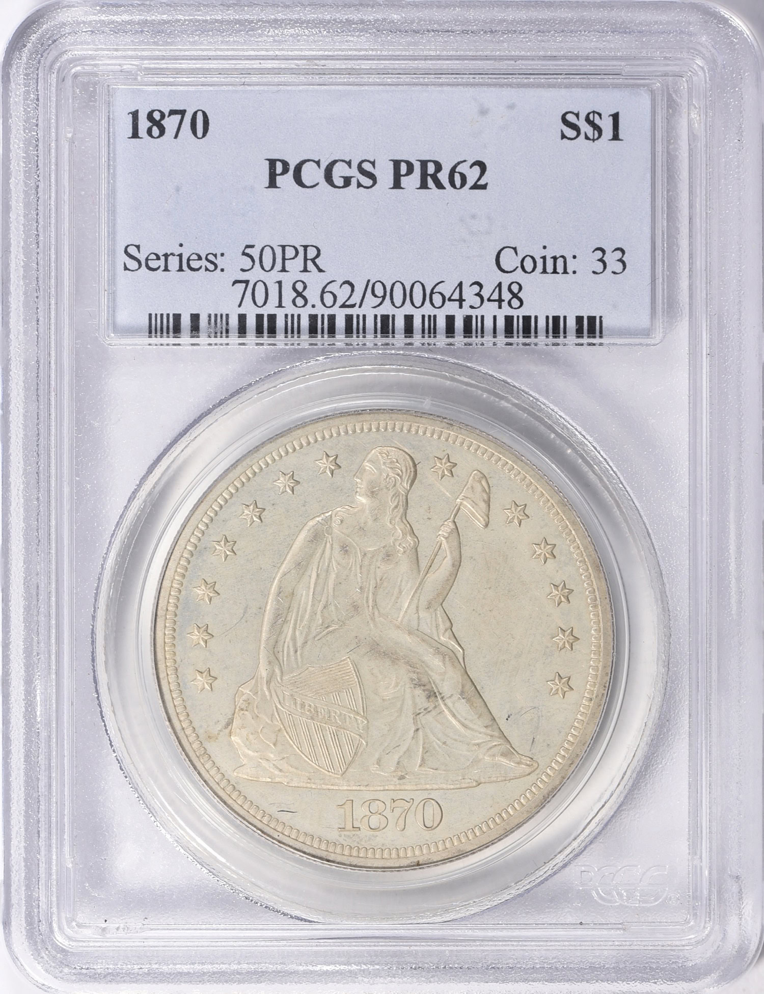 1870 Seated Liberty Silver Dollar PCGS Proof-62 (Item 1945547 ...
