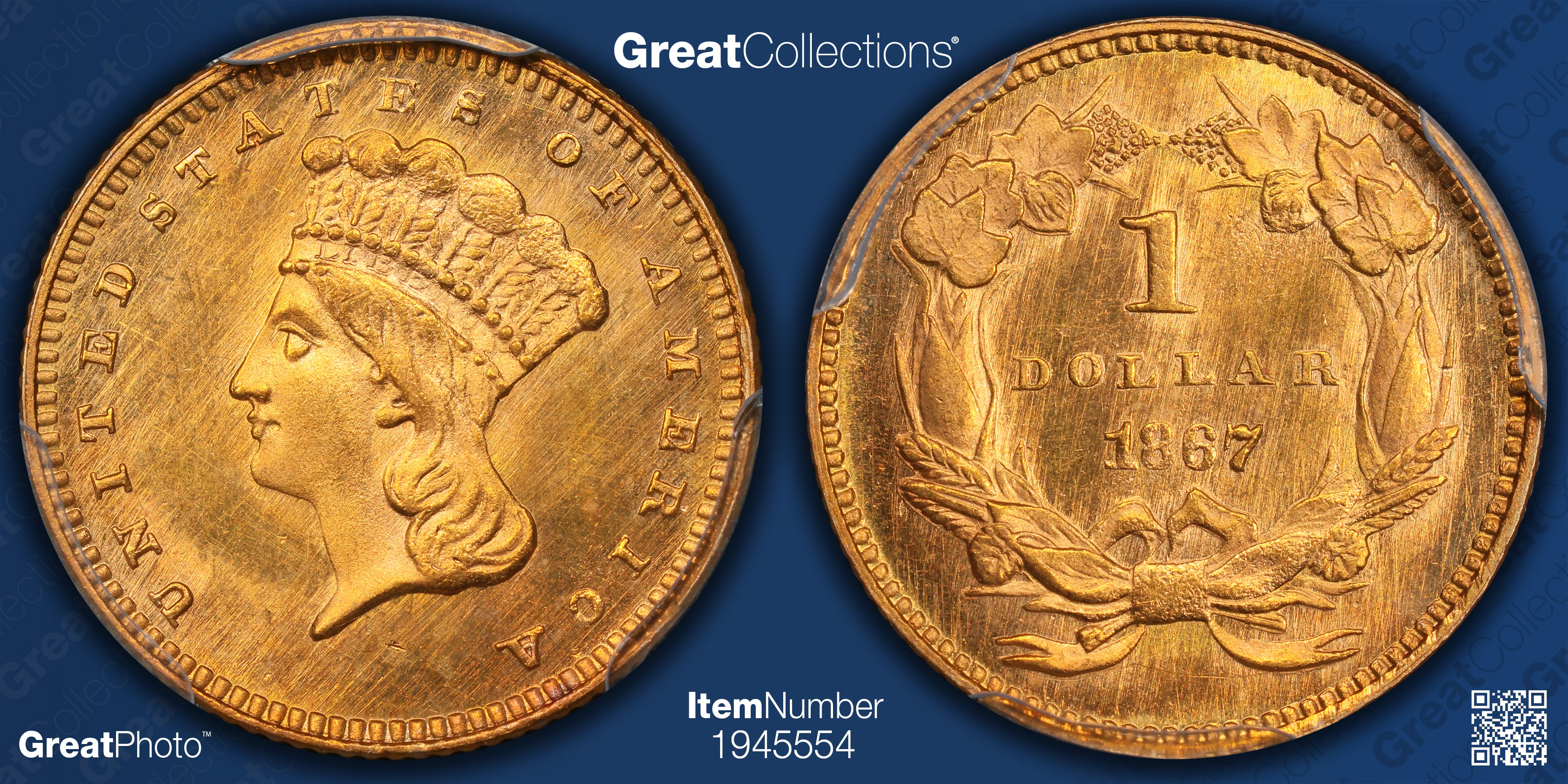1867 Indian Princess Gold Dollar PCGS MS-64+ (Item 1945554 ...