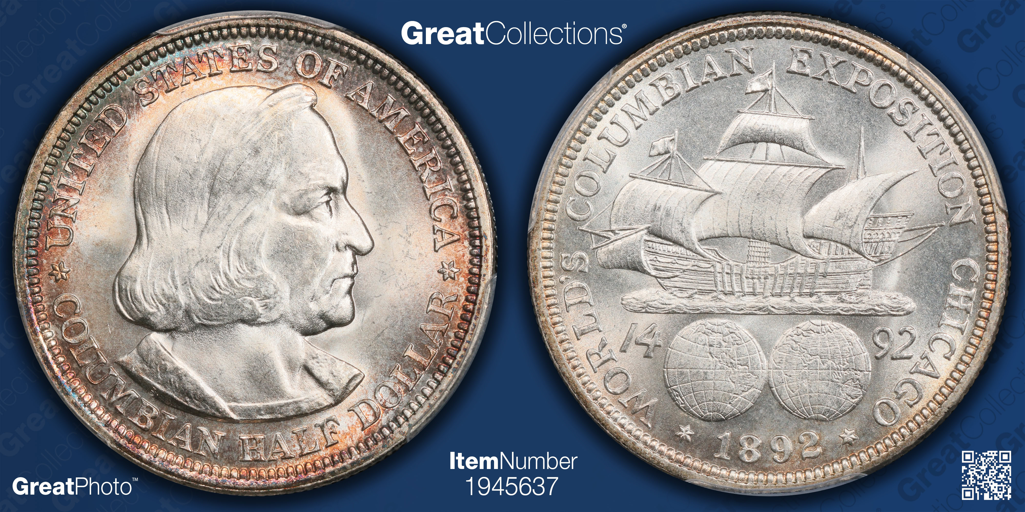 1892 World Columbian Exposition Half Dollar PCGS MS-65 (CAC Green ...