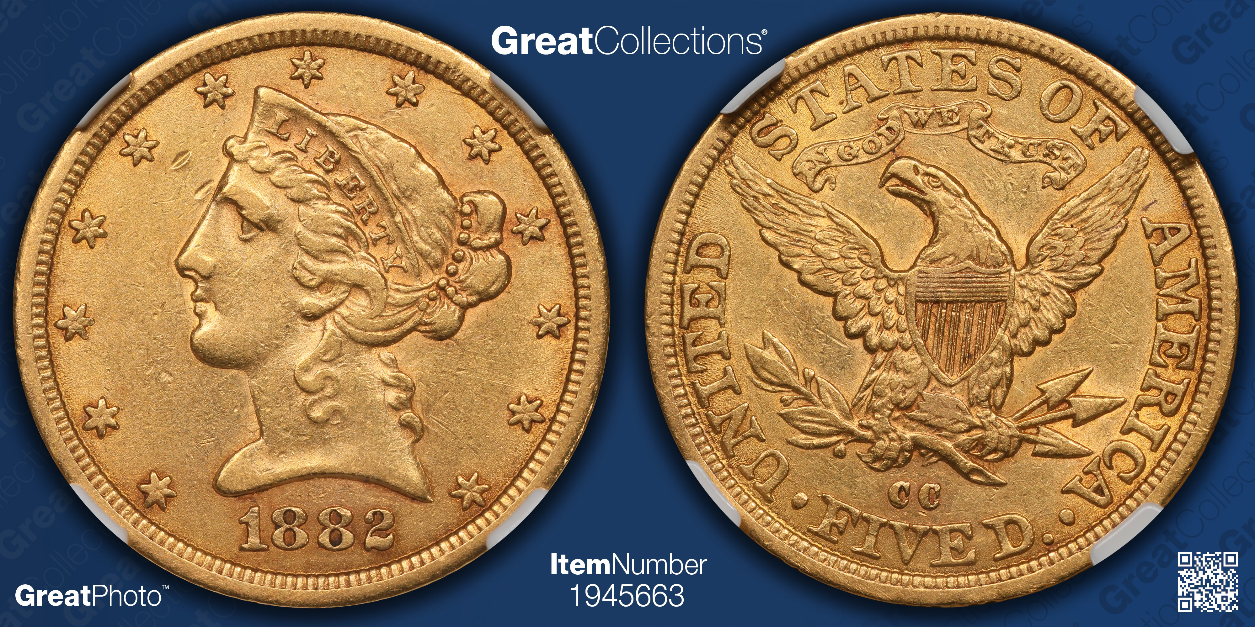 1882-CC Liberty Gold Half Eagle NGC AU-50 (Item 1945663 ...