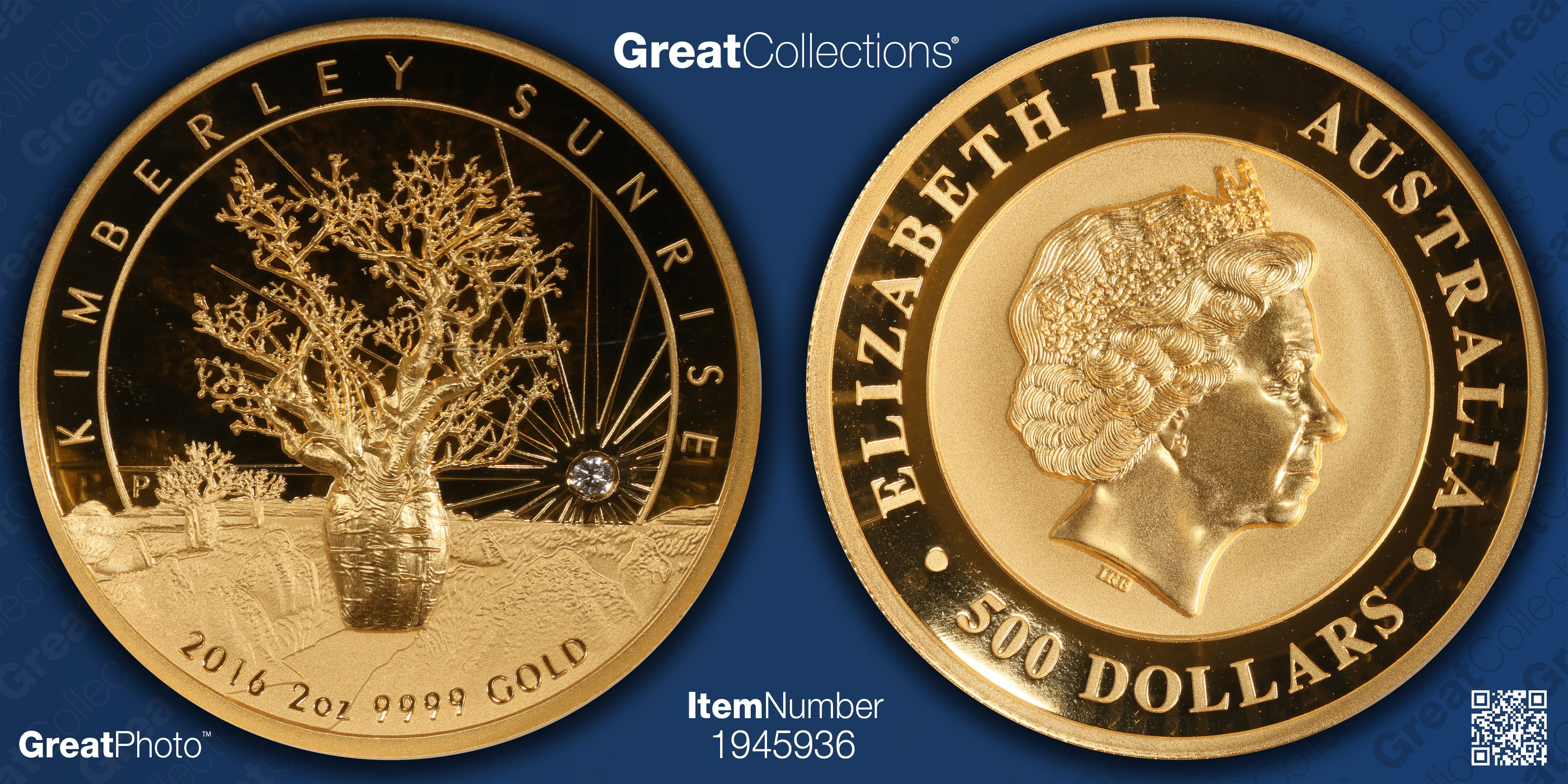 Australia 2016-P Gold $500 Kimberley Sunrise High Relief With Embedded ...