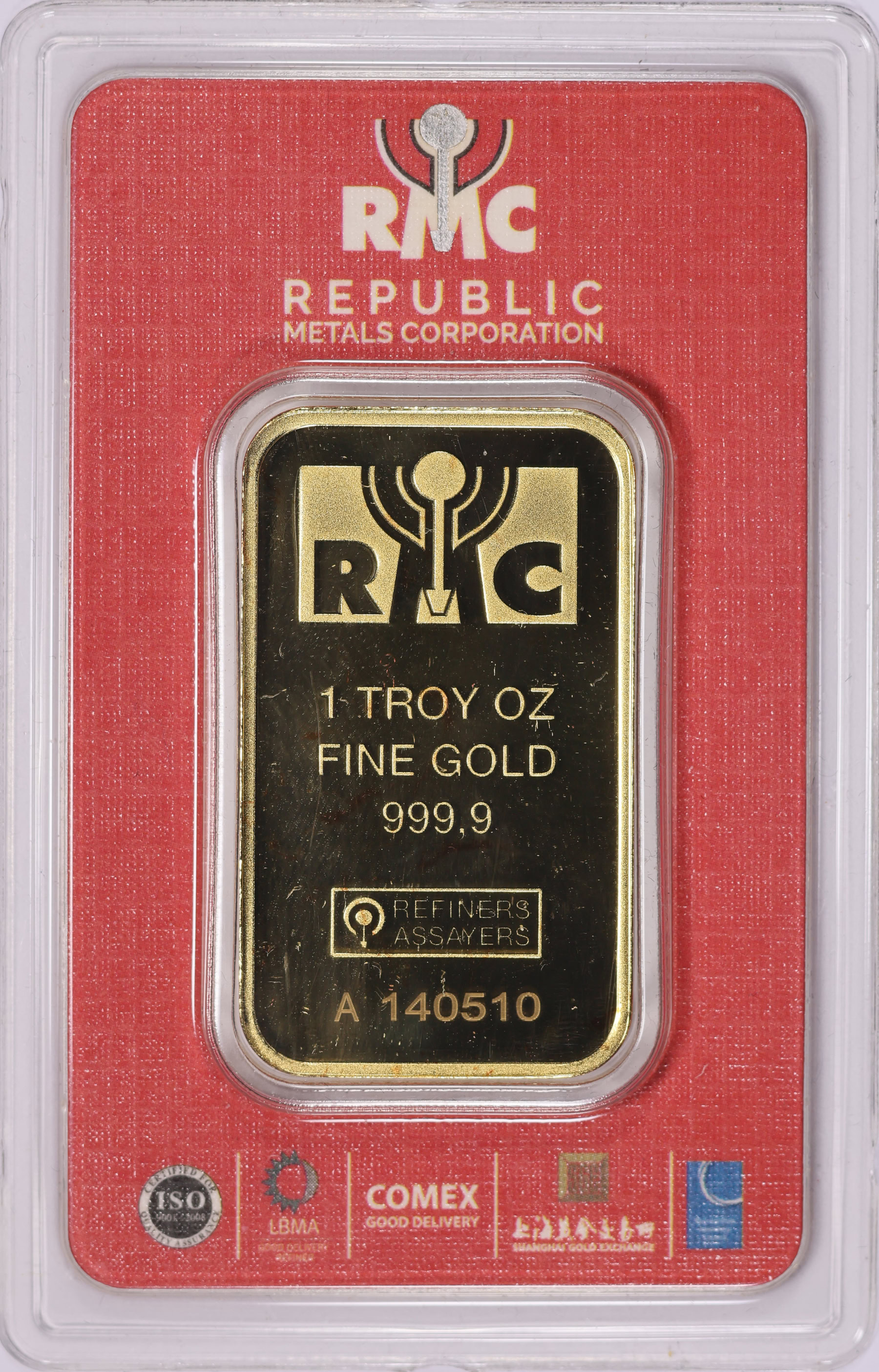 ND Gold 1oz Republic Metals Corporation Ingot/Bar Uncertified in Card ...