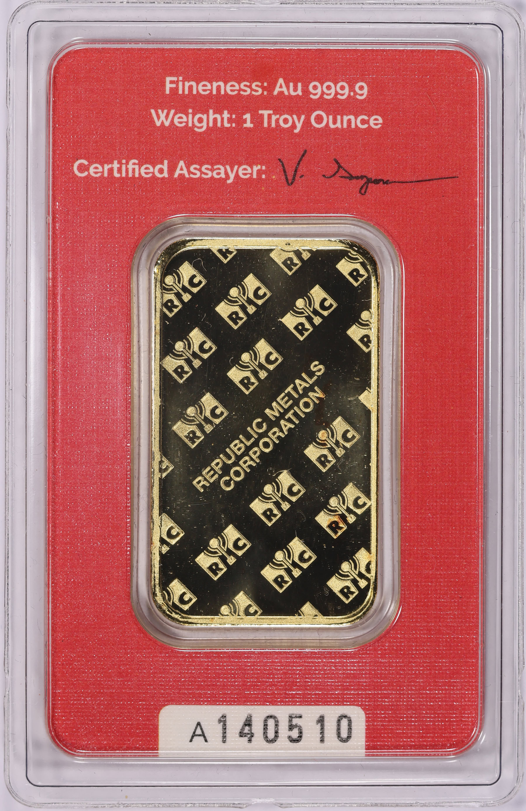 ND Gold 1oz Republic Metals Corporation Ingot/Bar Uncertified in Card ...