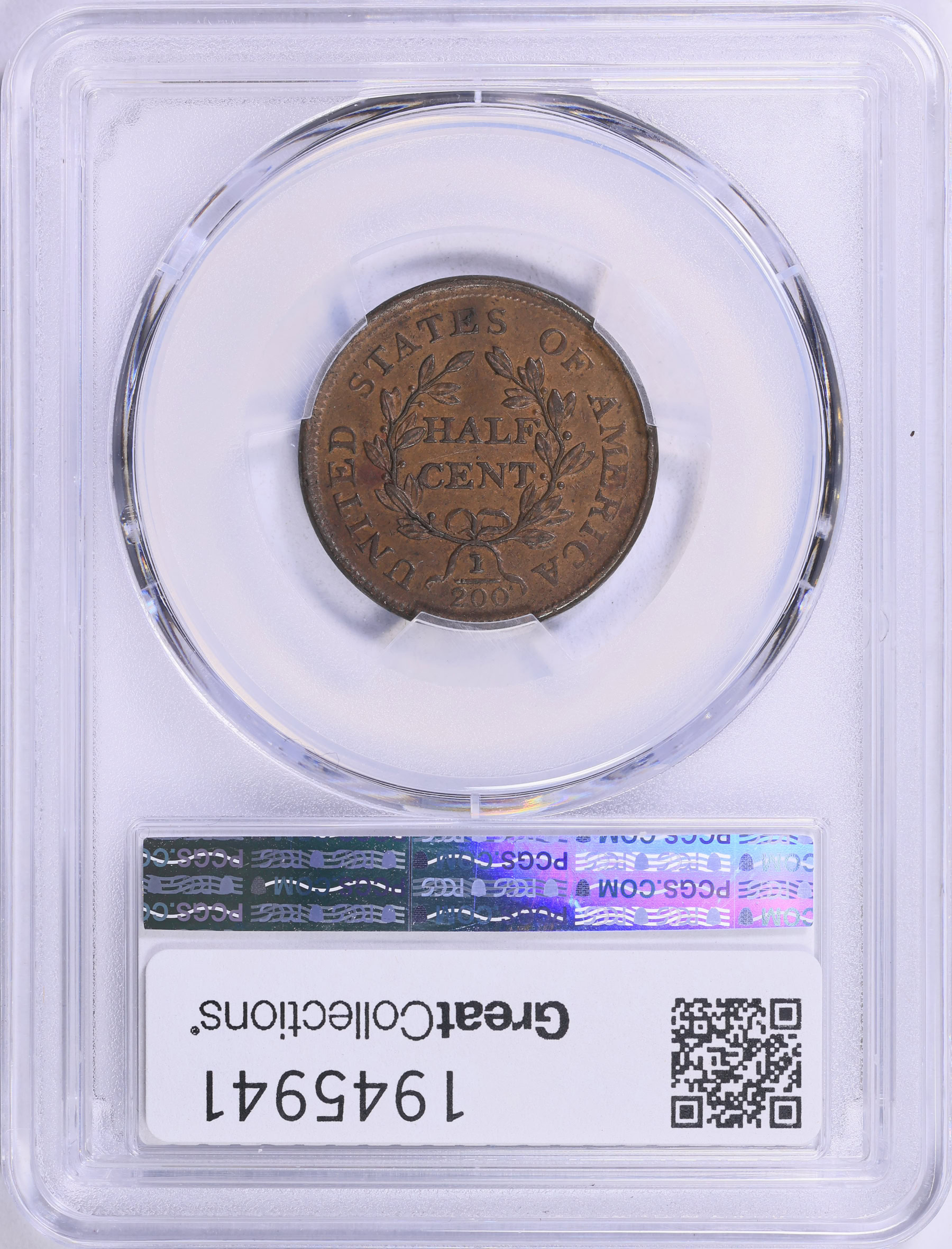 1804 Draped Bust Half Cent Crosslet 4, No Stems PCGS AU-50 BN (Item ...