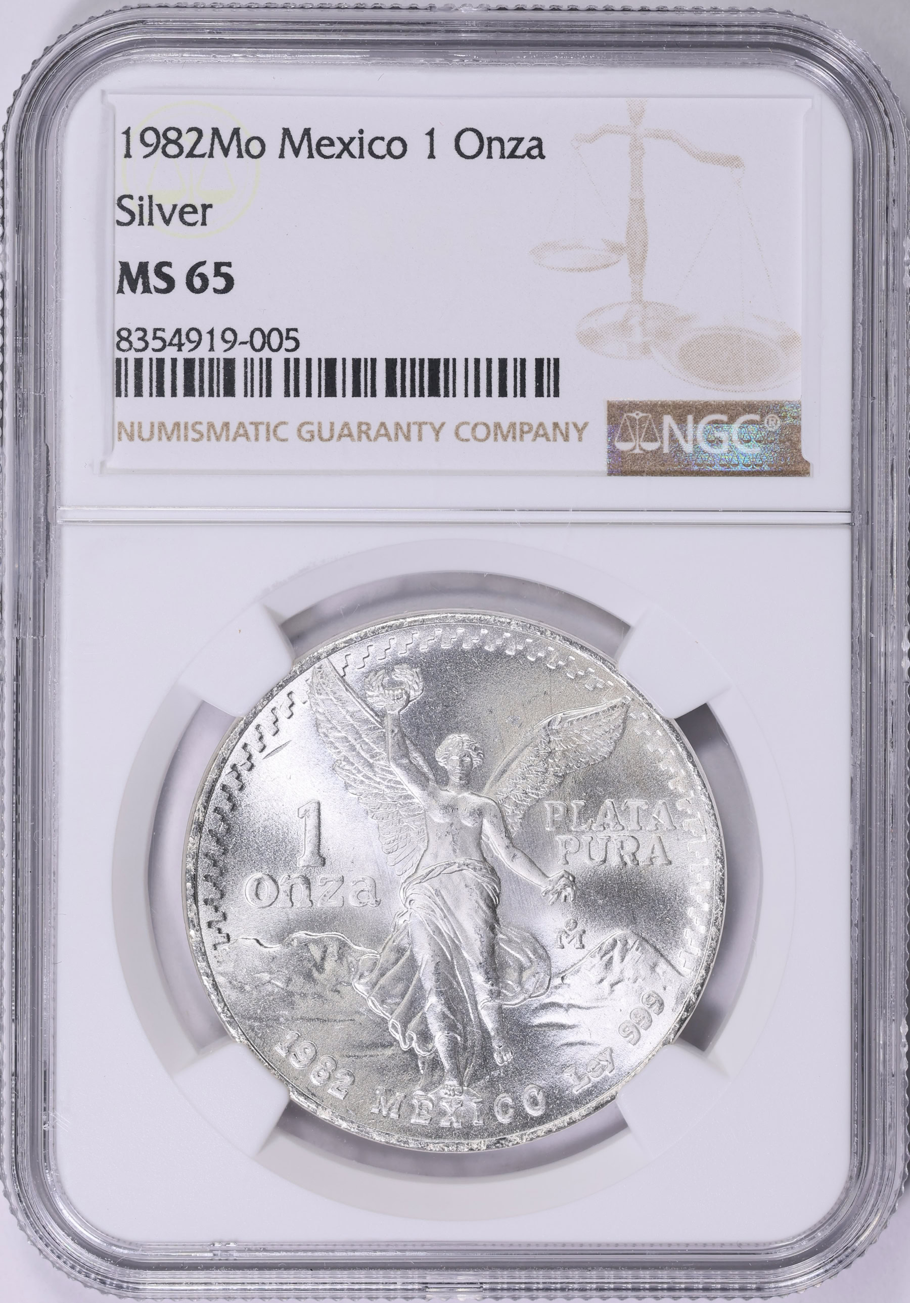 Mexico 1982-Mo Silver Onza Libertad KM-494.1 NGC MS-65 (Item 1946039 ...