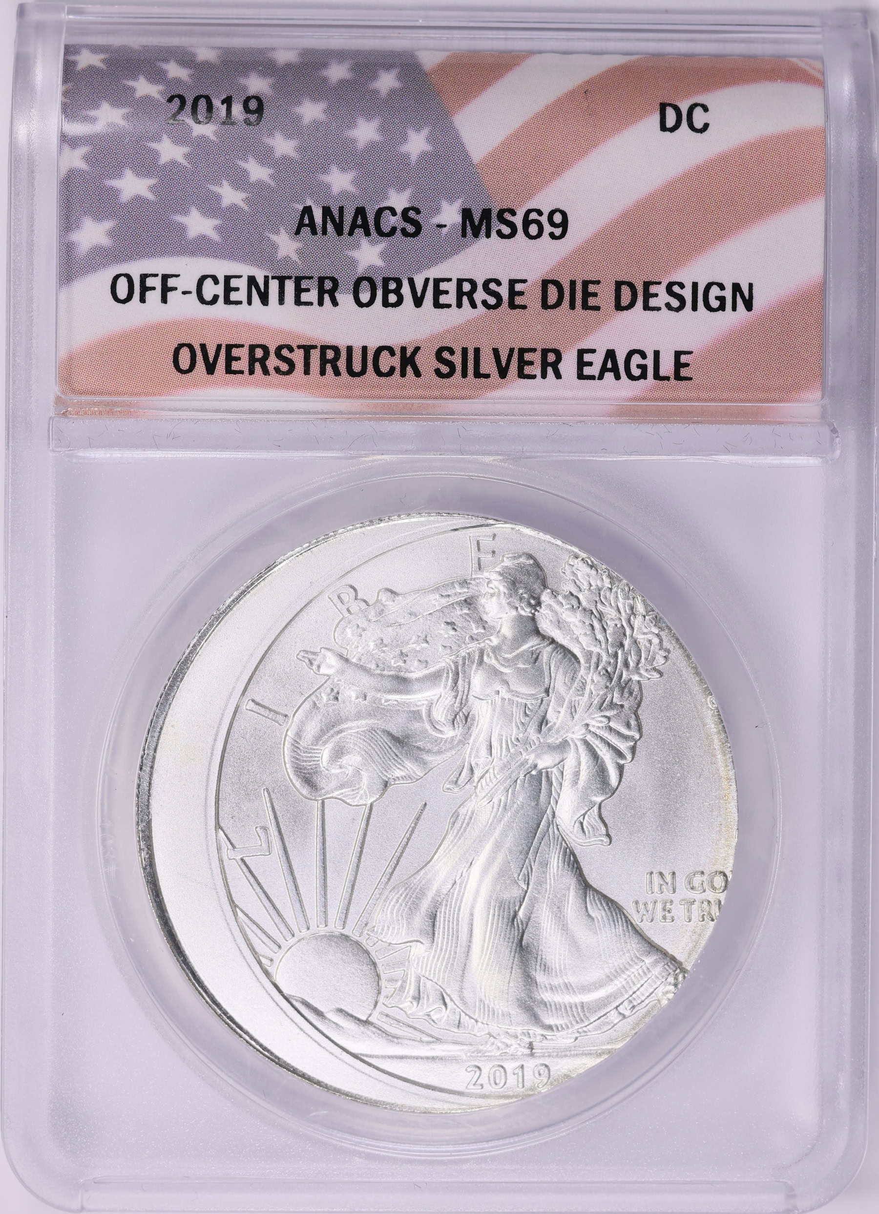 2019 Silver Eagle Design Misaligned Obverse Die Overstruck on Silver ...