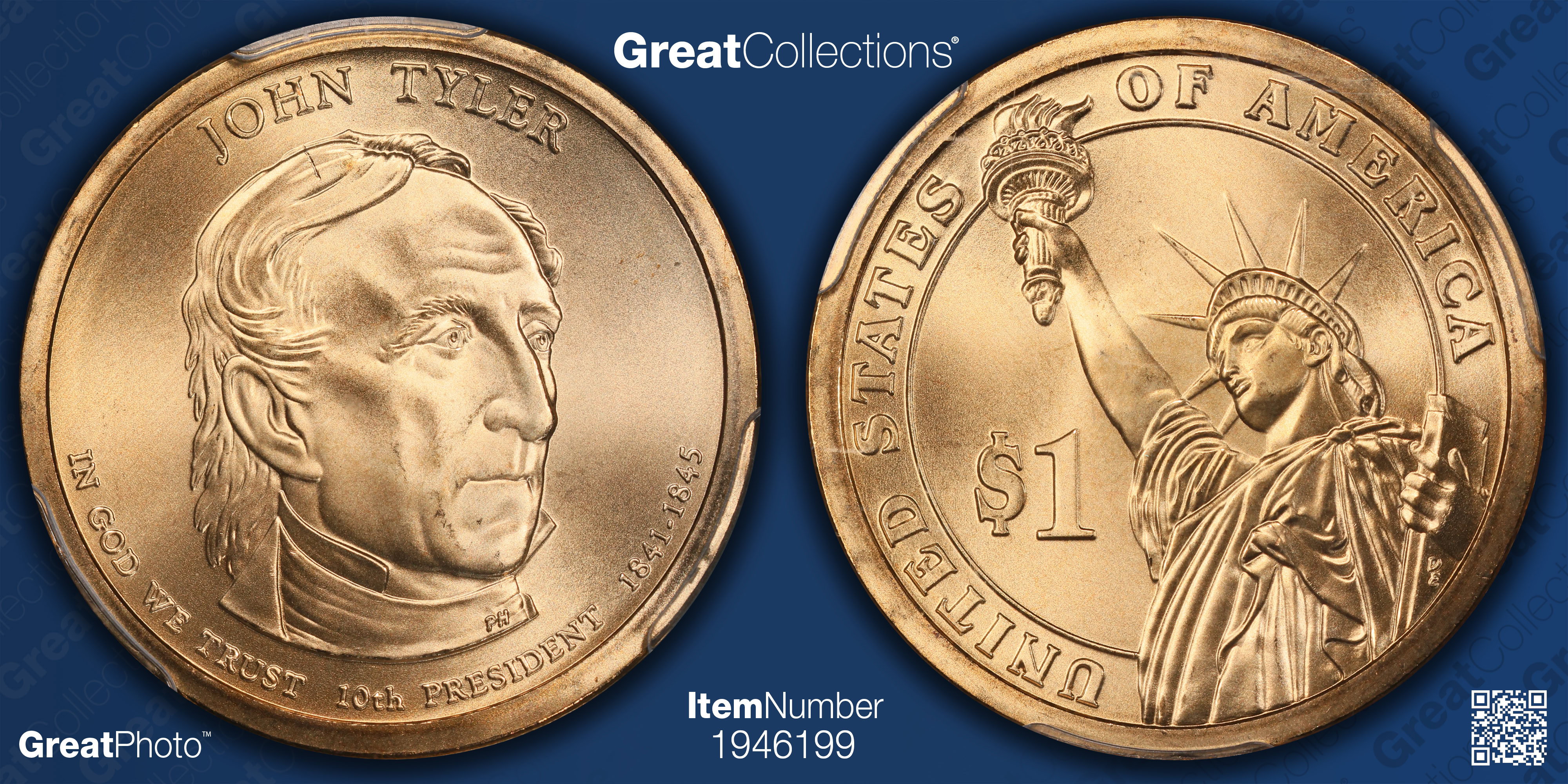 2009-P Presidential Dollar John Tyler Position A Satin Finish PCGS SP ...