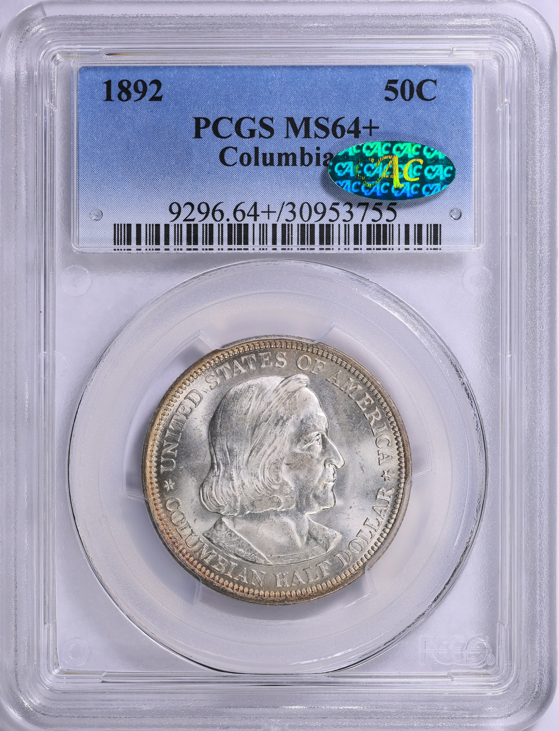 1892 World Columbian Exposition Half Dollar PCGS MS-64+ (CAC Green ...