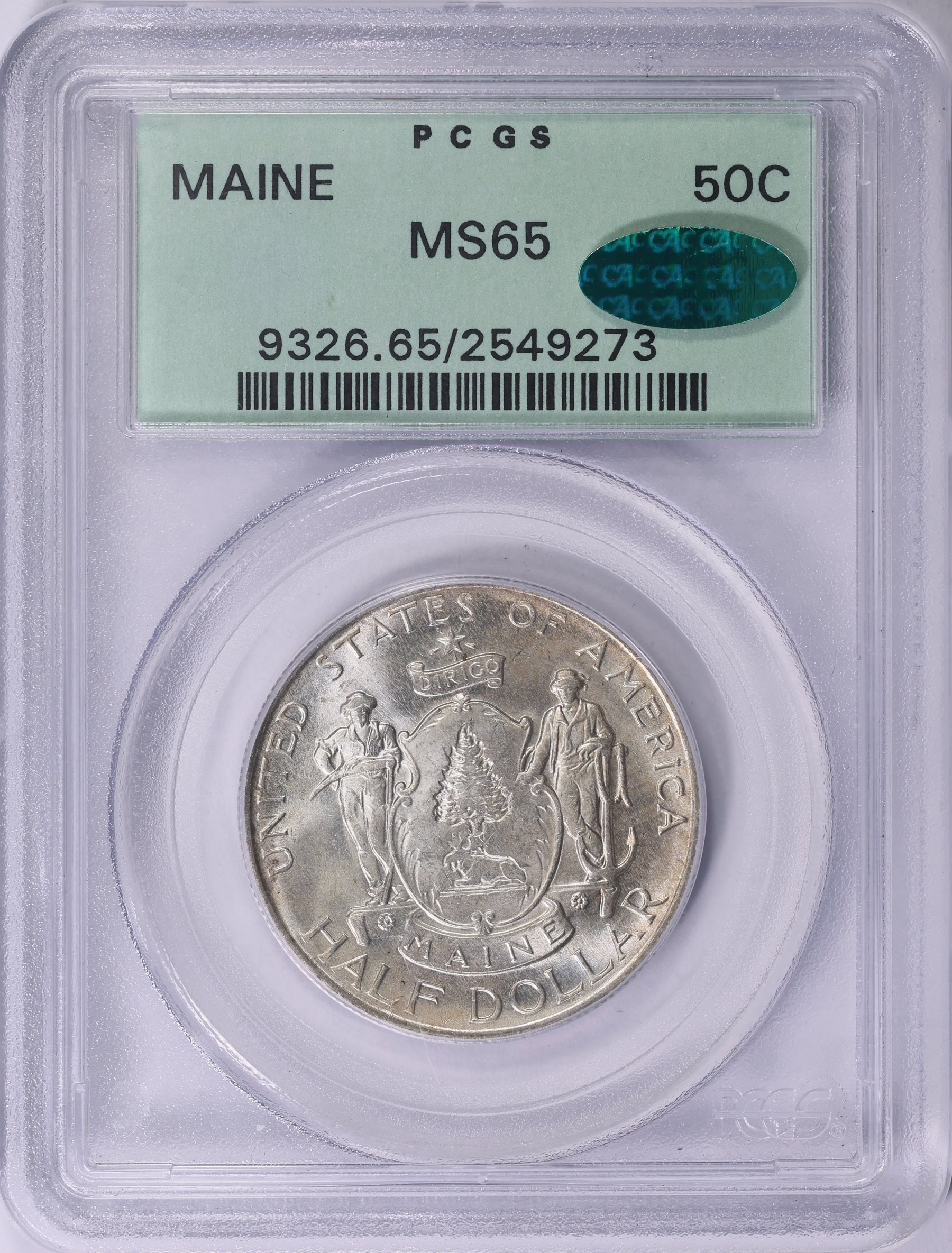1920 Maine Centennial Half Dollar PCGS MS-65 (CAC Green) OGH (Item ...