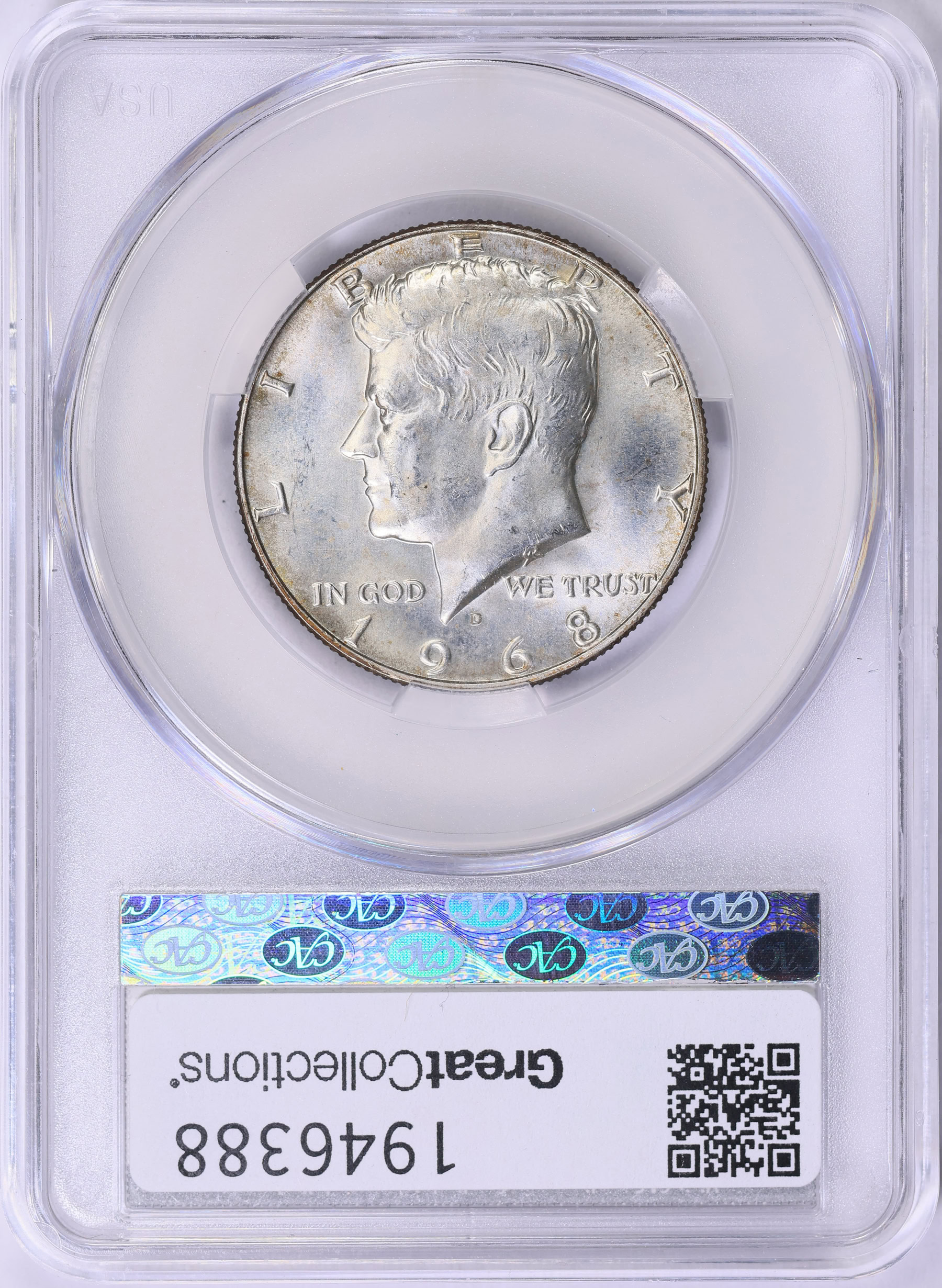 1968-D Kennedy Half Dollar CACG MS-63 (Toned) (Item 1946388 ...