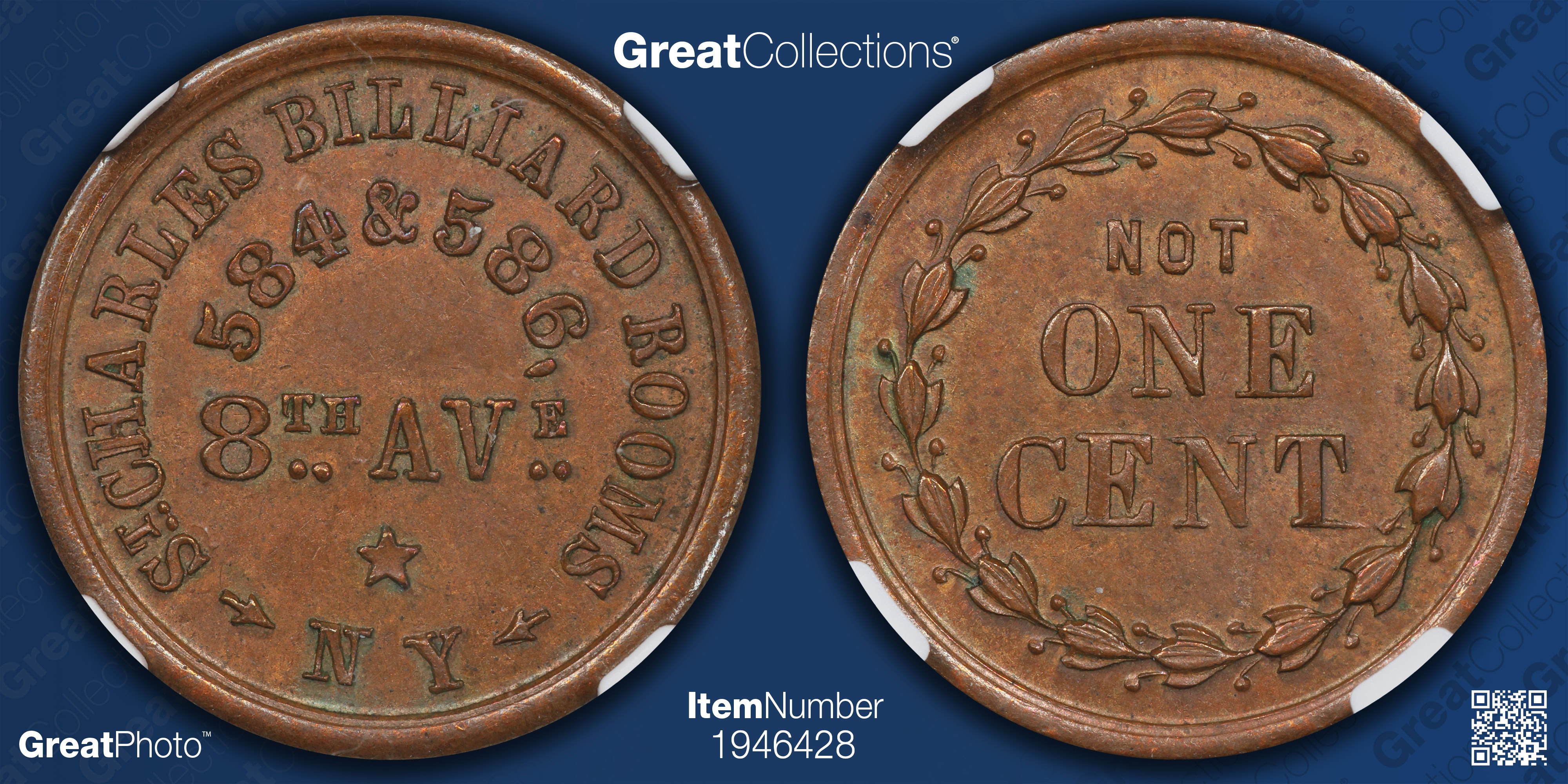 ND (1861-65) New York City, New York St. Charles Billiard Rooms Civil ...