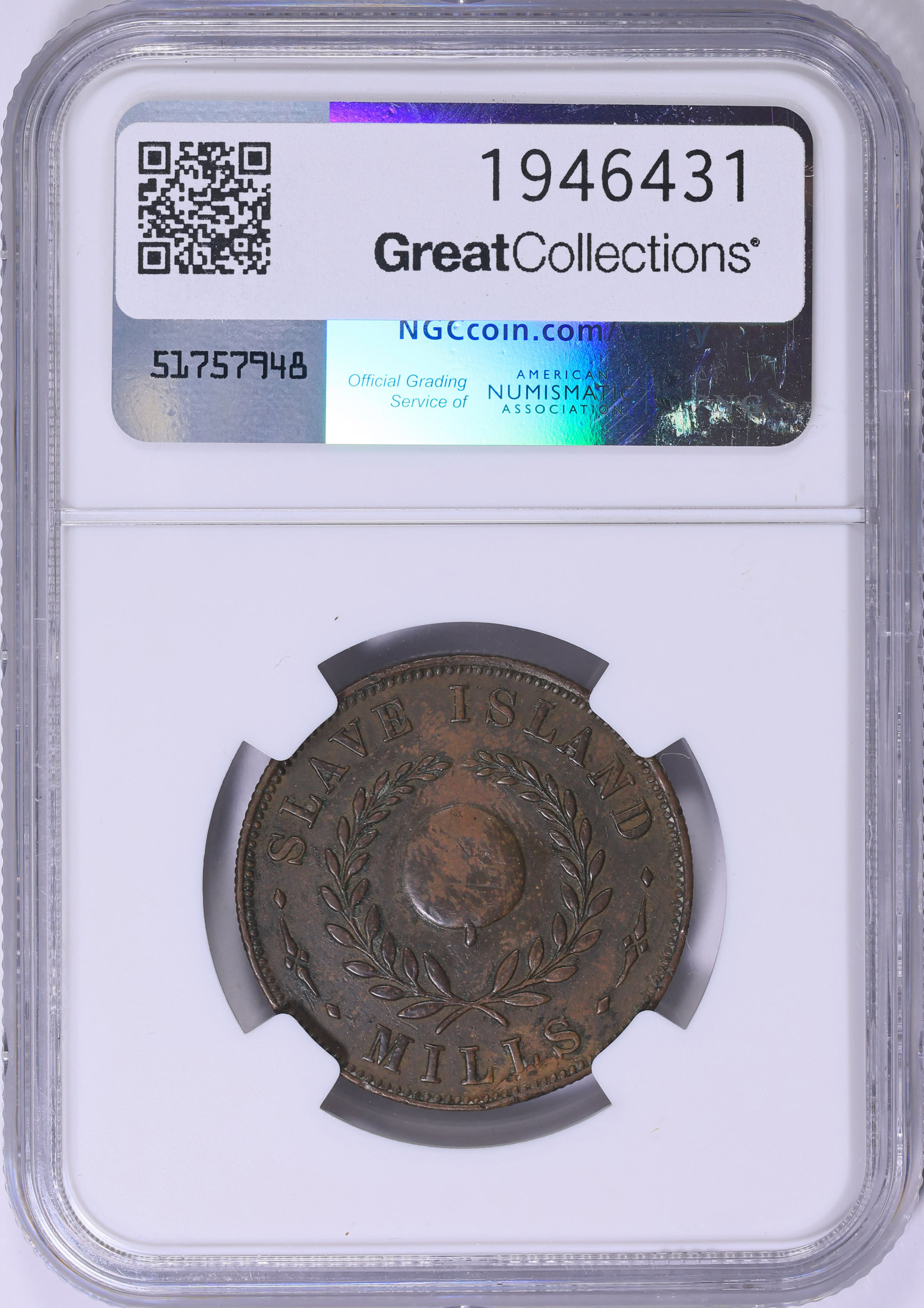 Ceylon 1876-Dated Colombo Commercial Co., Slave Island Mills Token NGC ...