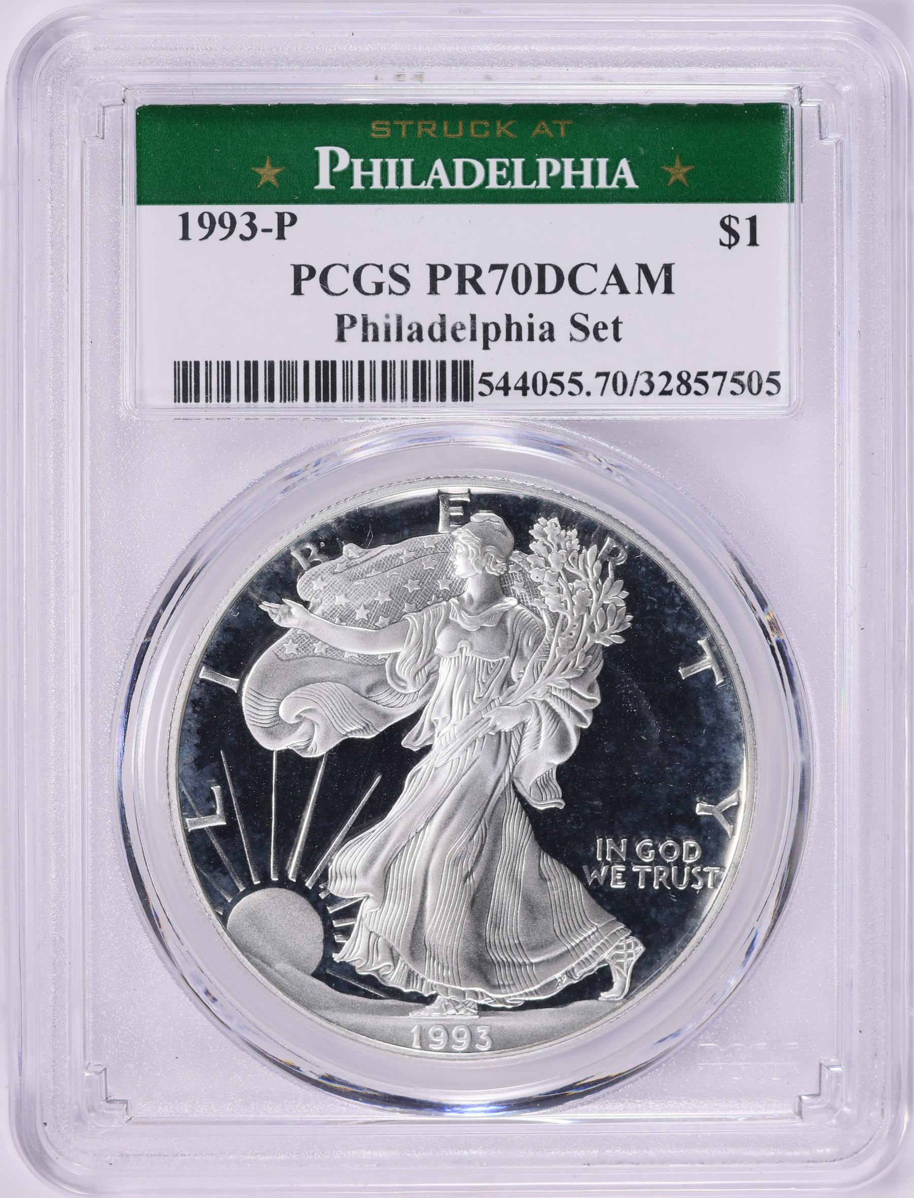 1993-P $1 Silver Eagle From the Philadelphia Set PCGS Proof-70 DCAM ...