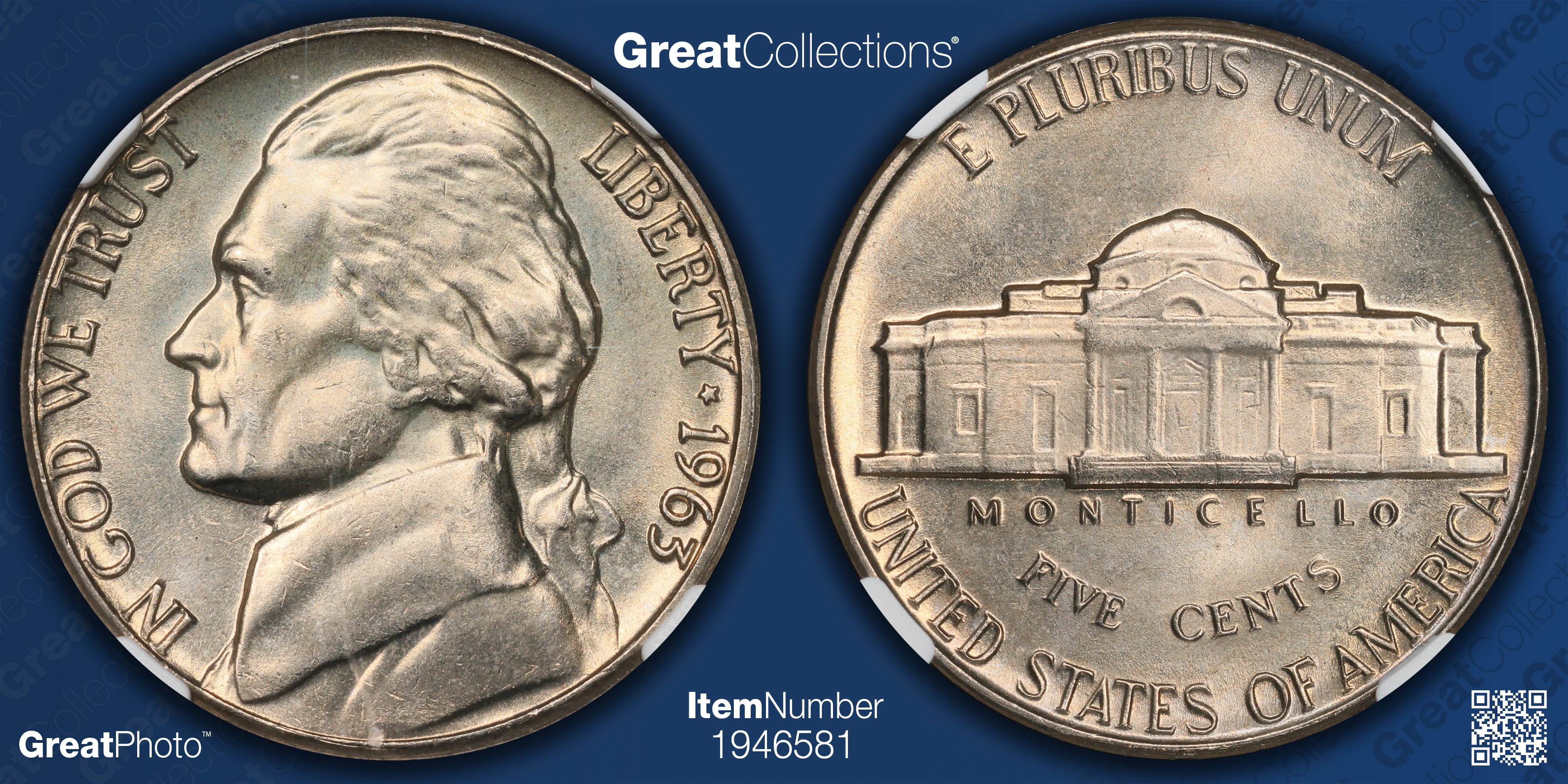 1963 Jefferson Nickel NGC MS-66 (Item 1946581) | GreatCollections Coin ...