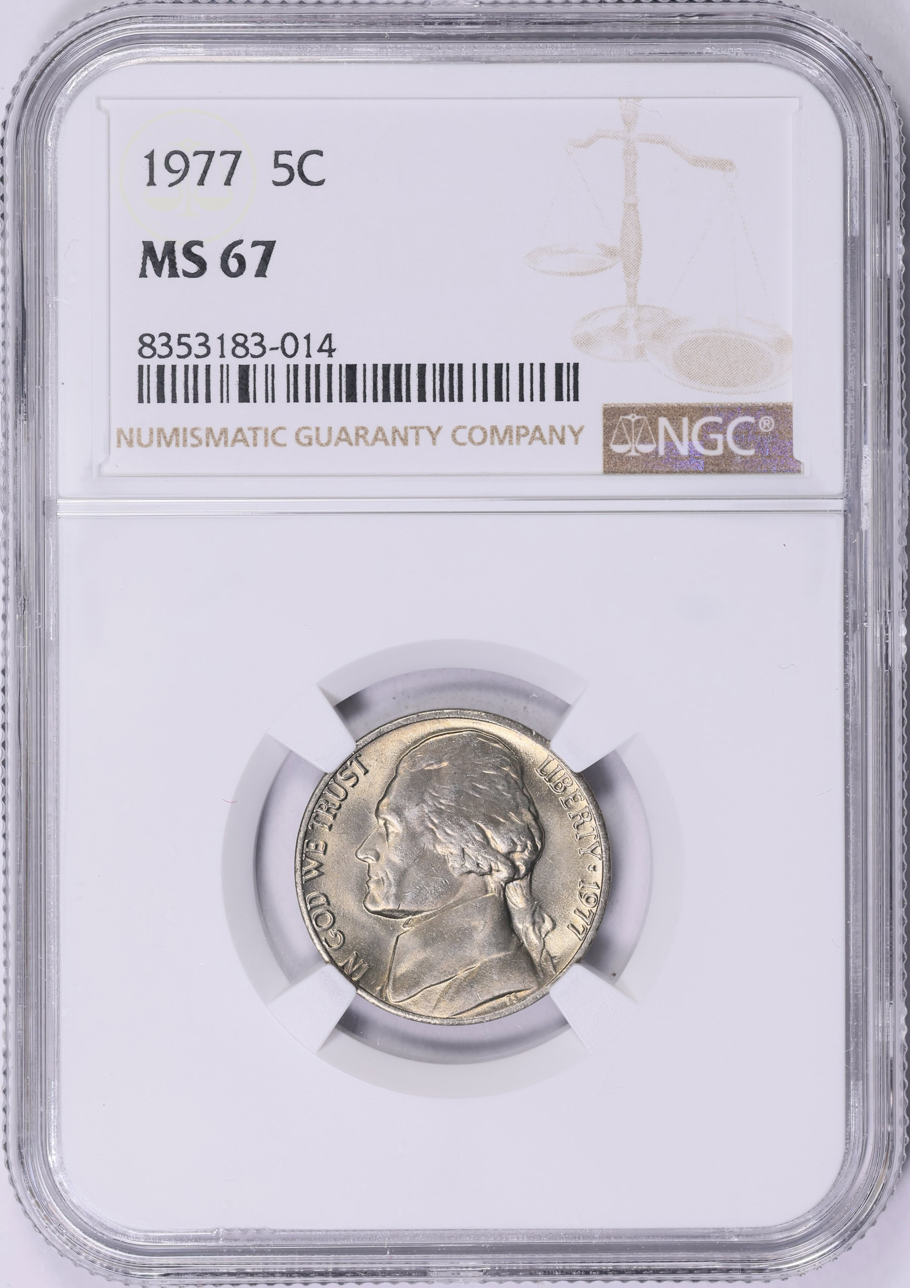 1977 Jefferson Nickel NGC MS-67 (Item 1946608) | GreatCollections Coin ...
