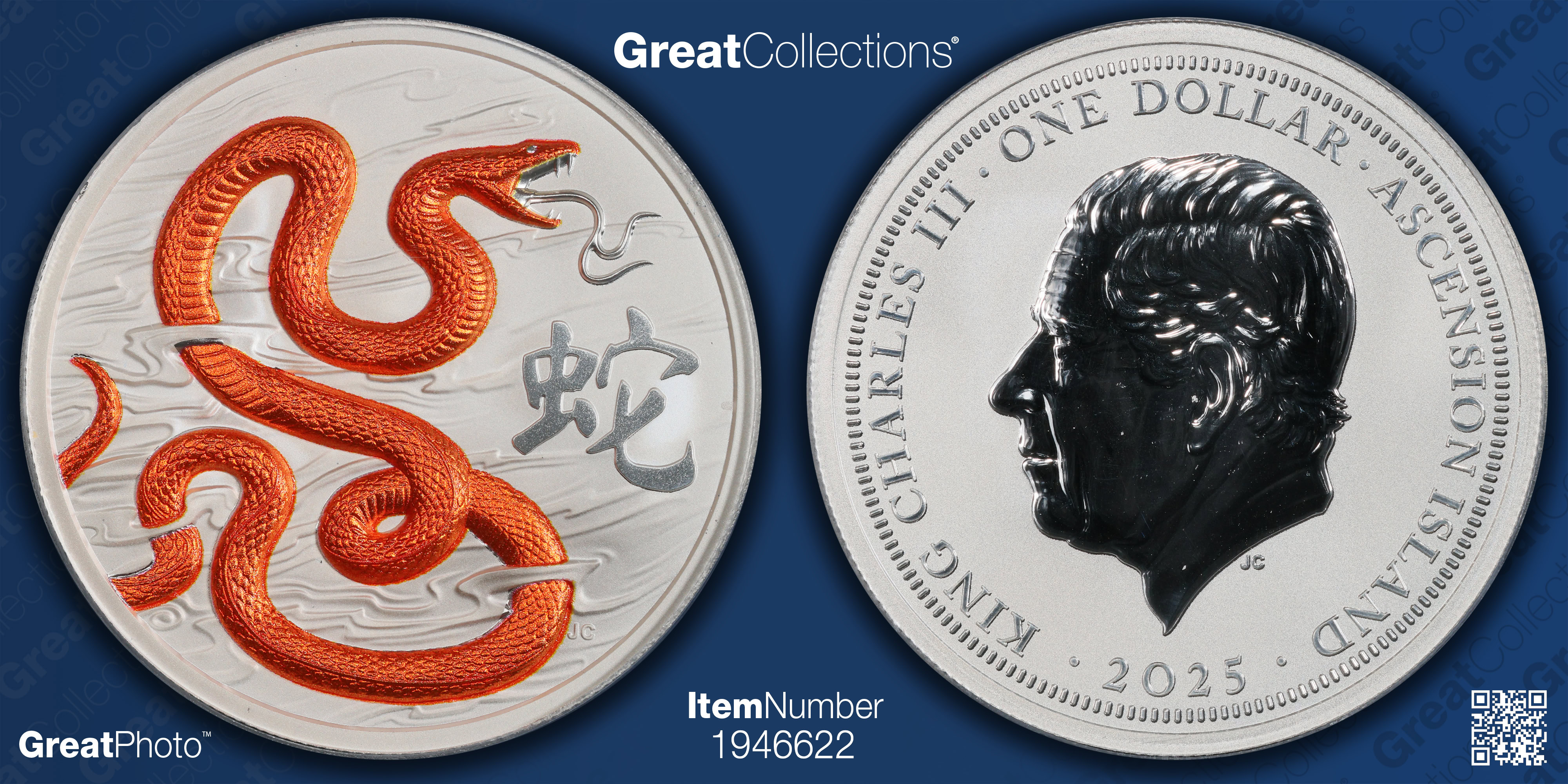 Ascension Island 2025 Colorized Silver Dollar Lunar Series, Year of the ...