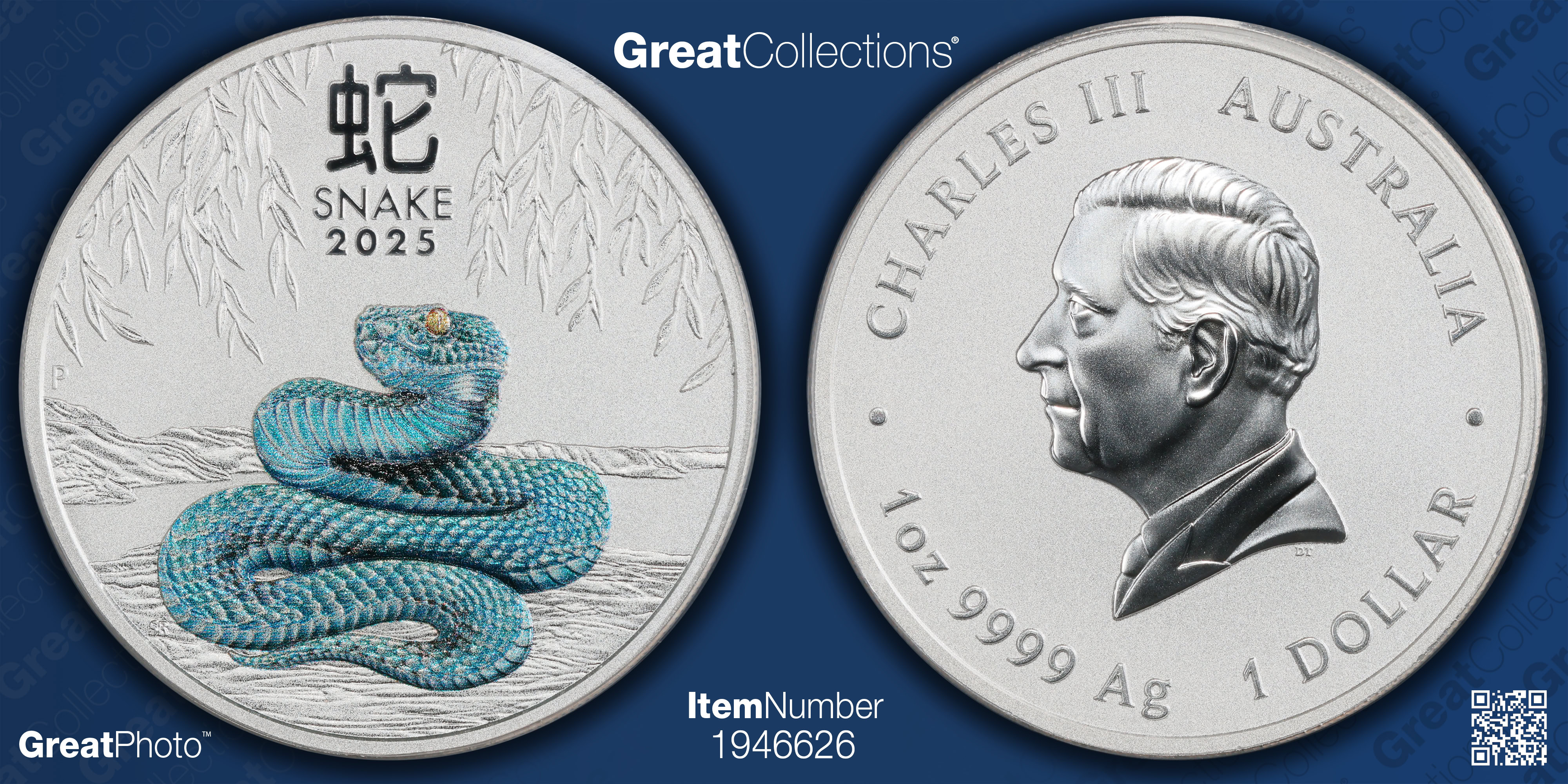 Australia 2025-P Colorized Silver Dollar Lunar Series, Year of the ...