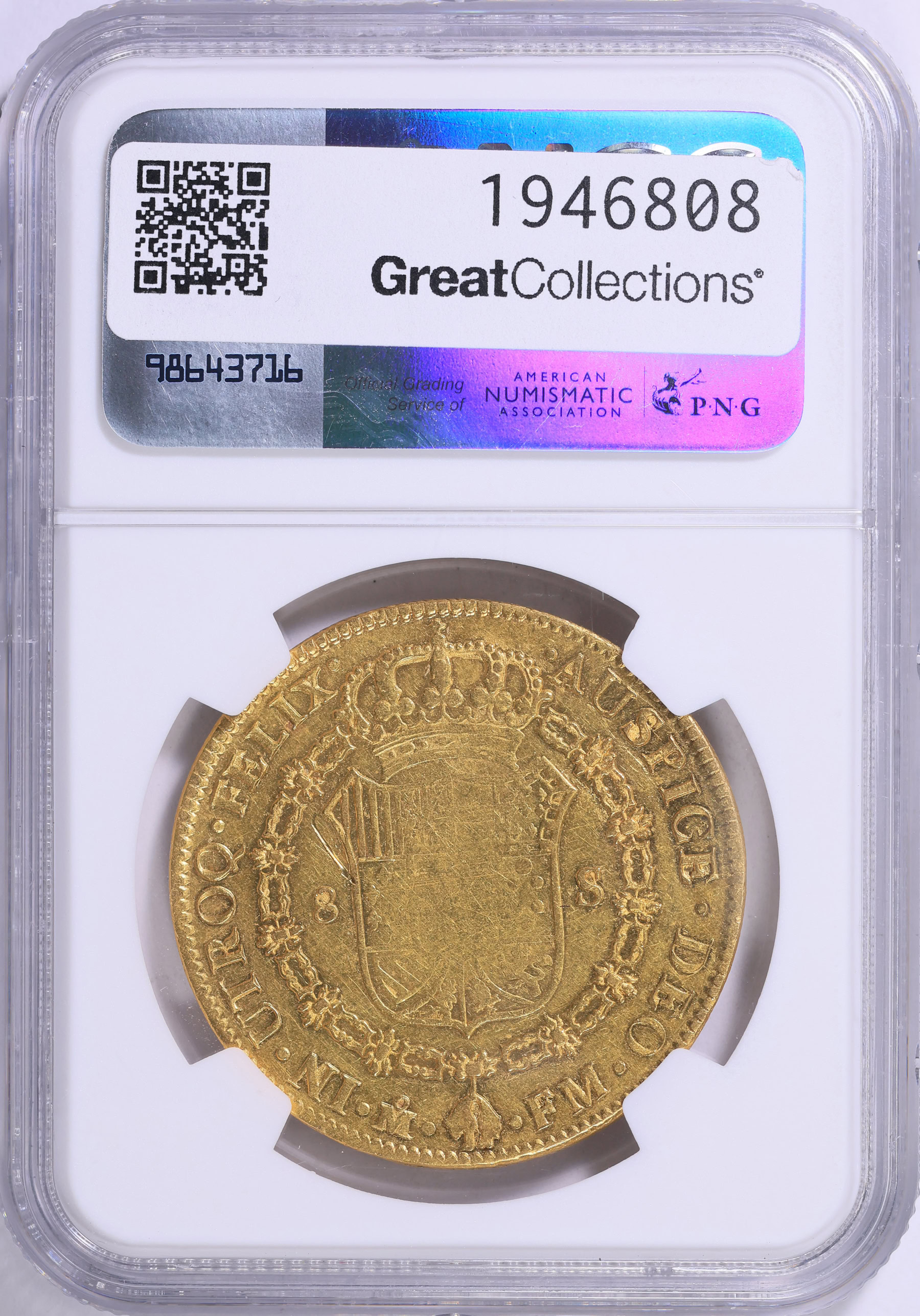Mexico 1789-Mo FM Gold 8 Escudos KM-157 NGC AU Details (AGW = 0.7615 oz ...