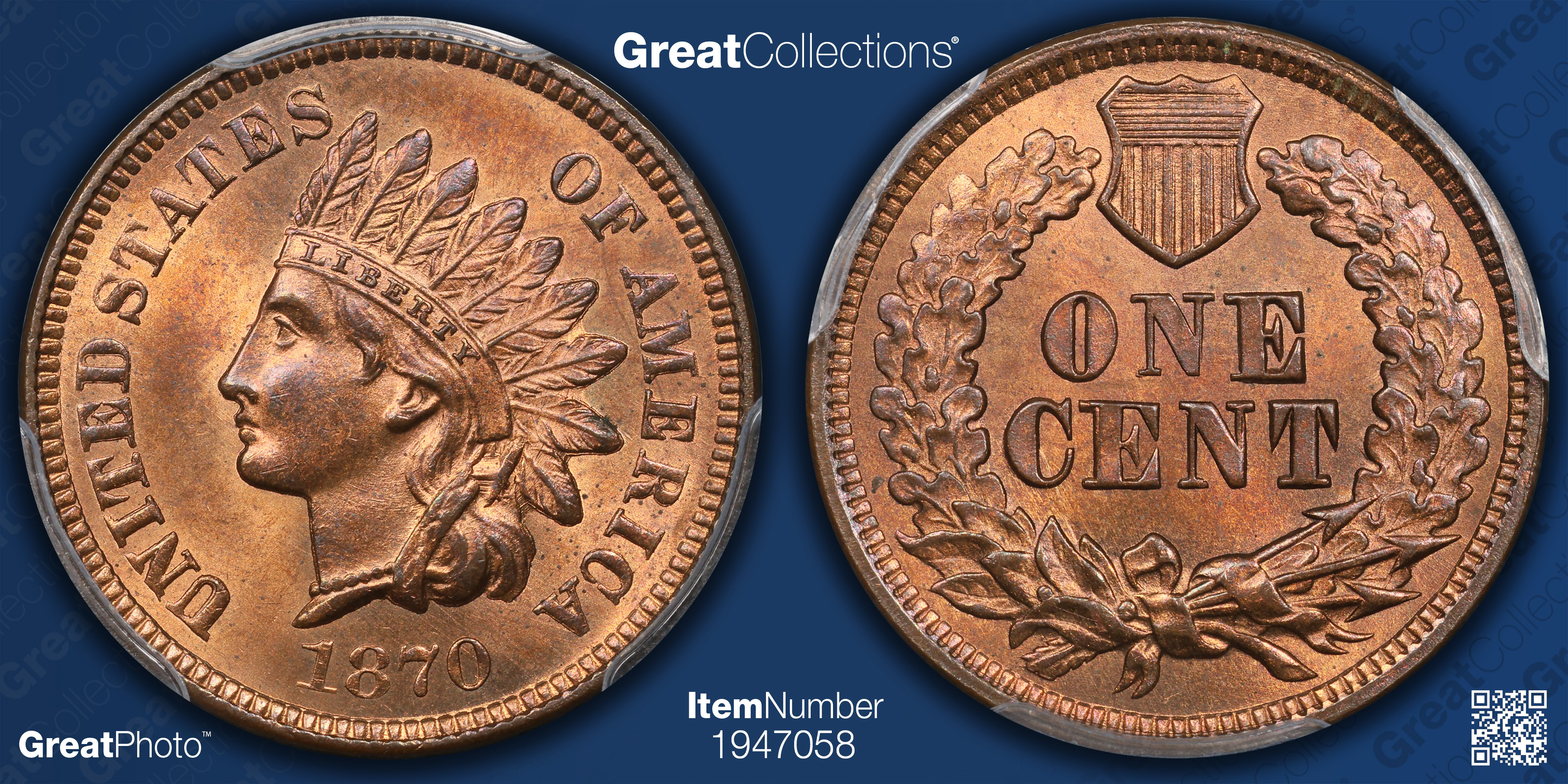 1870 Indian Cent Pick-Axe FS-303 PCGS MS-65 RB (CAC Green) (Item 1947058) | GreatCollections ...