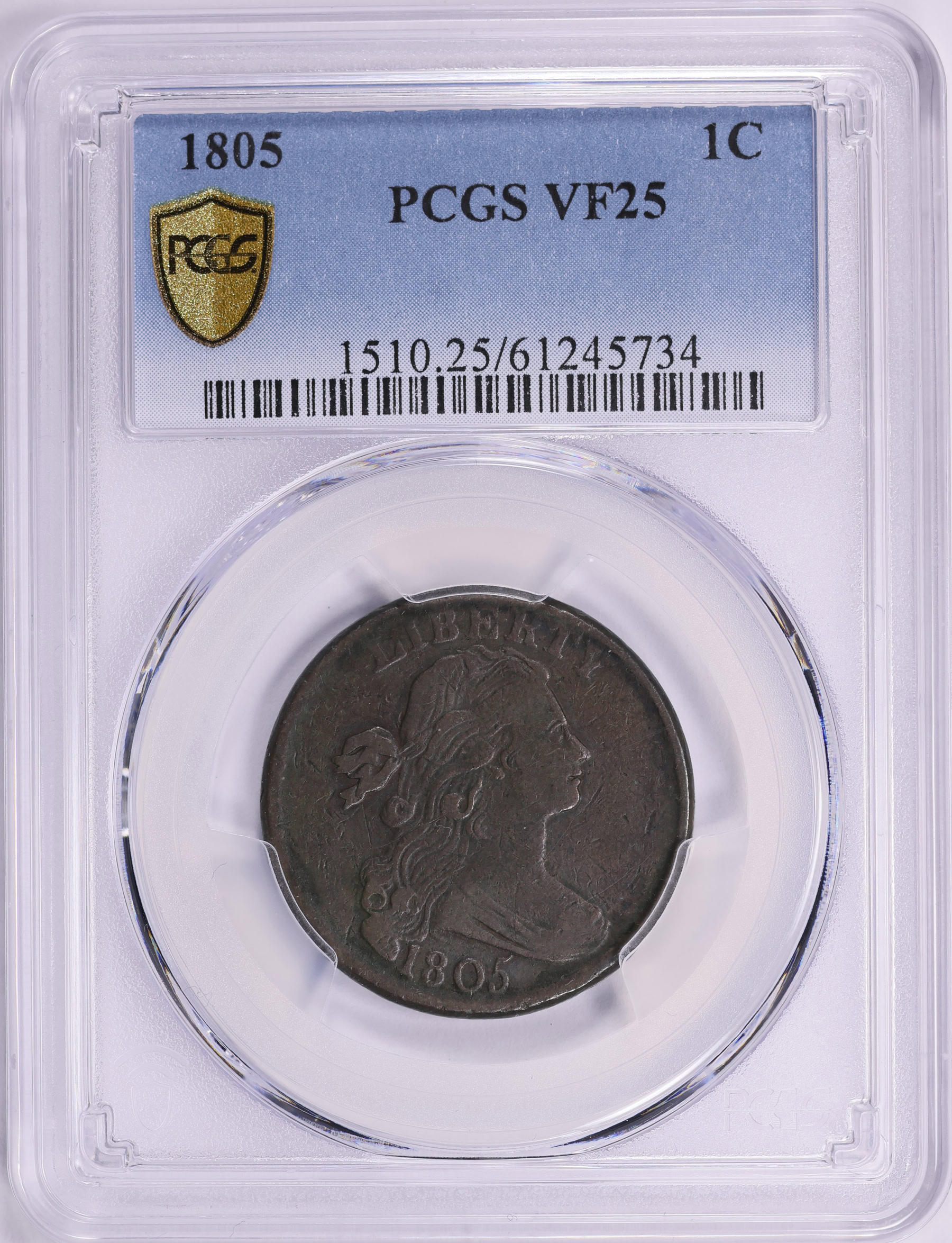 1805 Draped Bust Cent PCGS VF-25 BN (Item 1947568) | GreatCollections ...