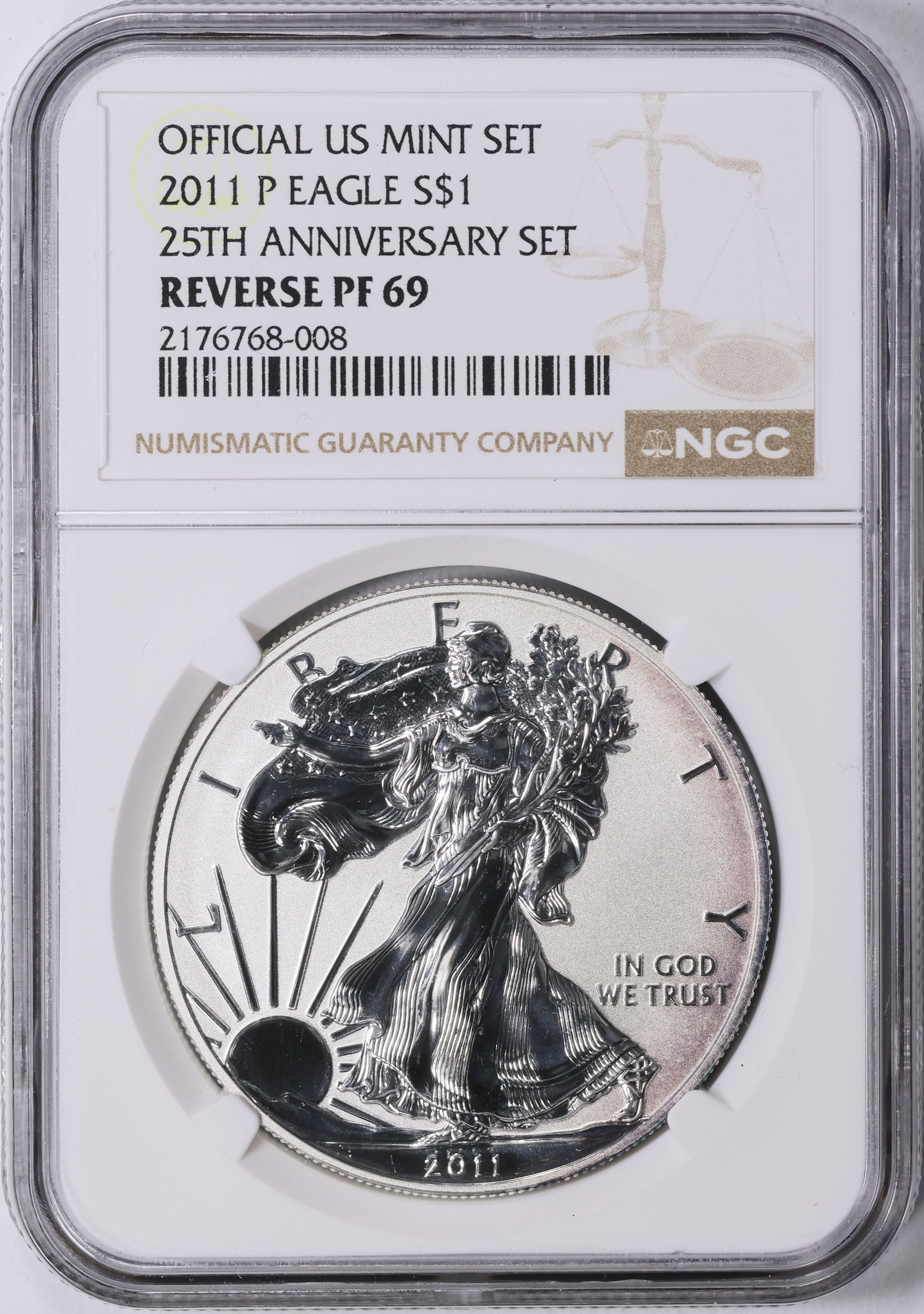 2011-P $1 Silver Eagle Reverse Proof 25th Anniversary NGC Proof-69 ...