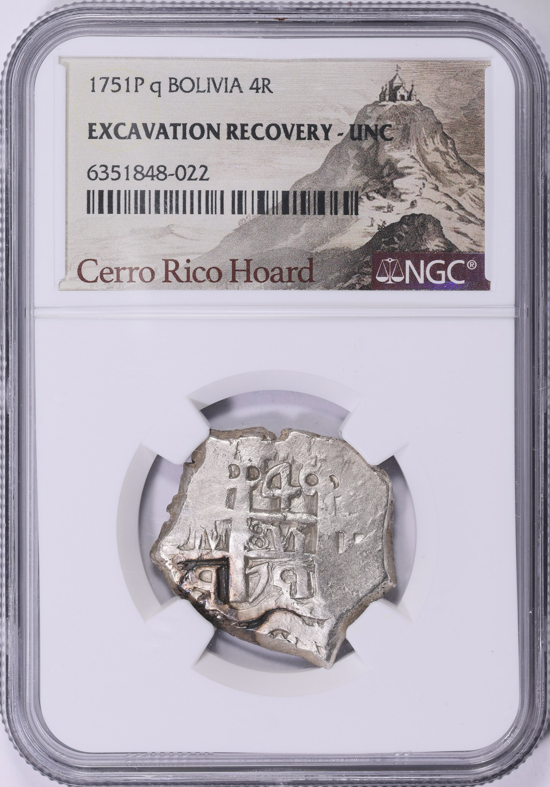 Bolivia 1751-P q Silver 4 Reales KM-39 NGC Excavation Recovery Unc ...