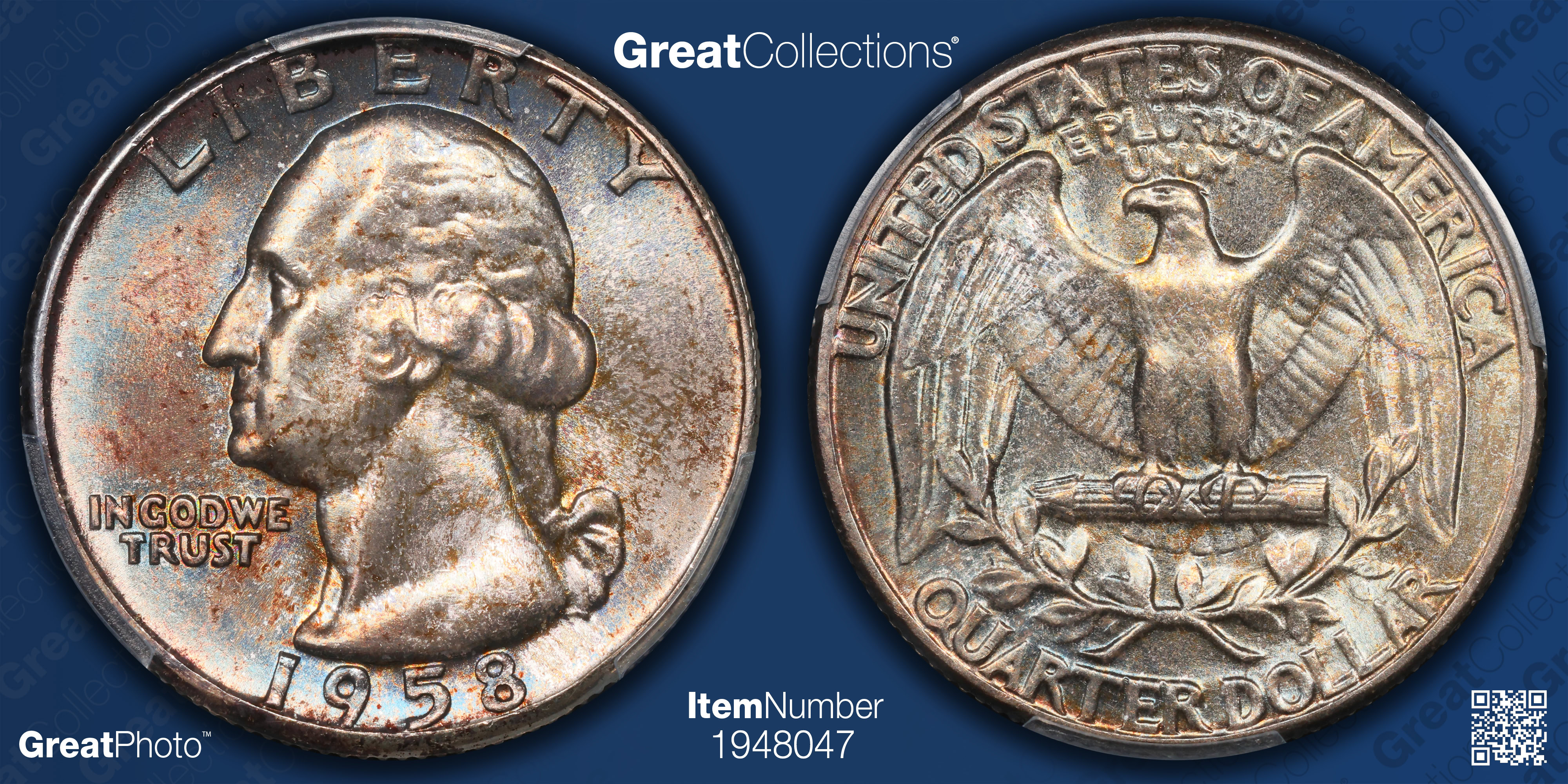 1958 Washington Quarter PCGS MS-66 (Toned) (Item 1948047 ...