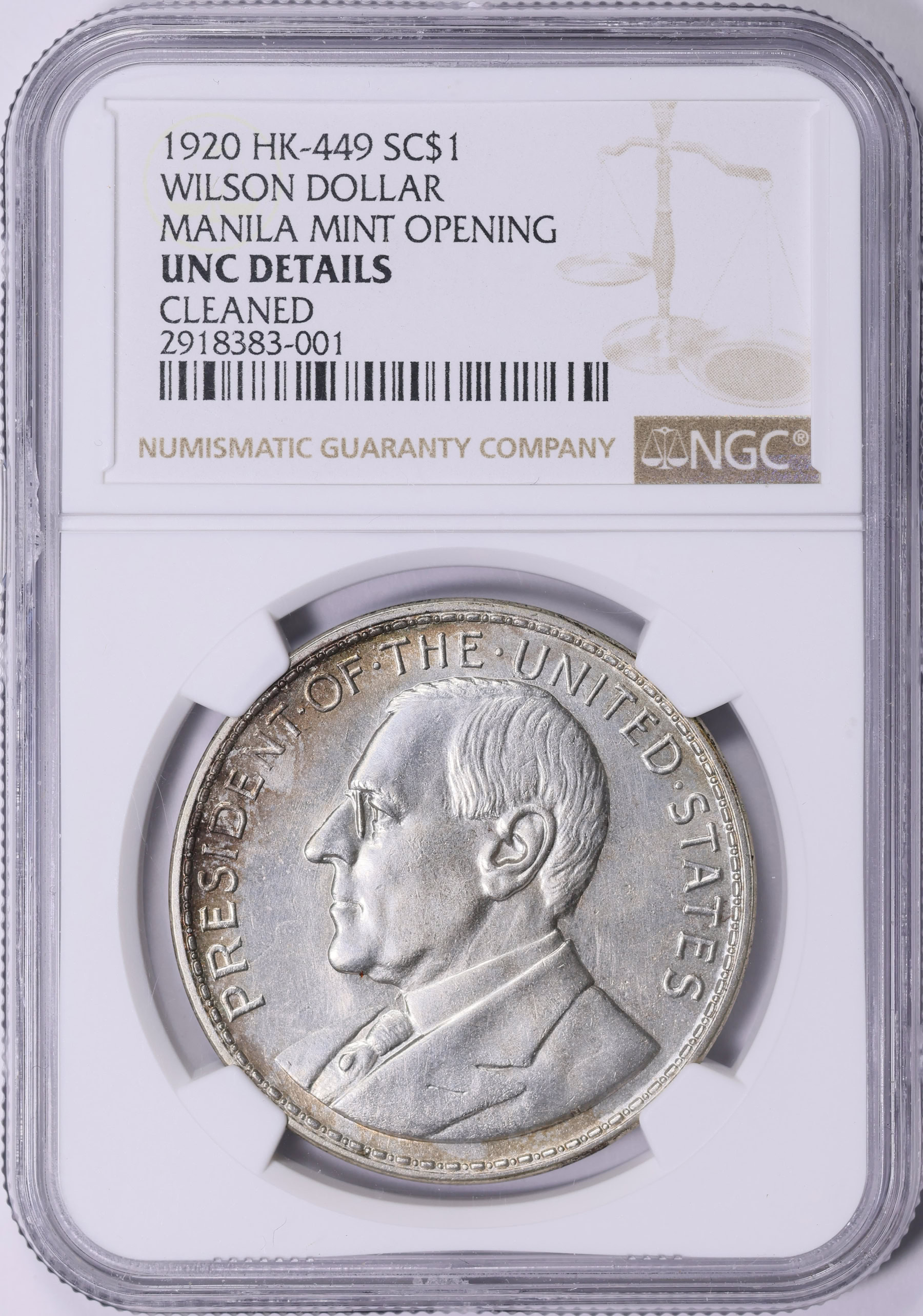 1920 Silver Manila Mint Opening Wilson Dollar So-Called Dollar HK-449 ...