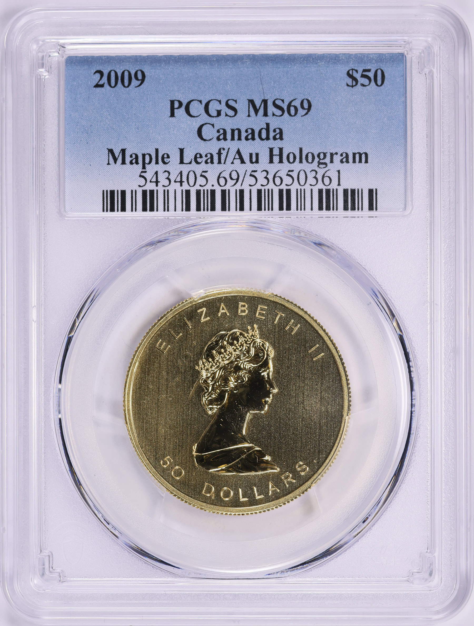 Canada 2009 Gold $50 Hologram Maple Leaf PCGS MS-69 (AGW = 0.999 Oz ...