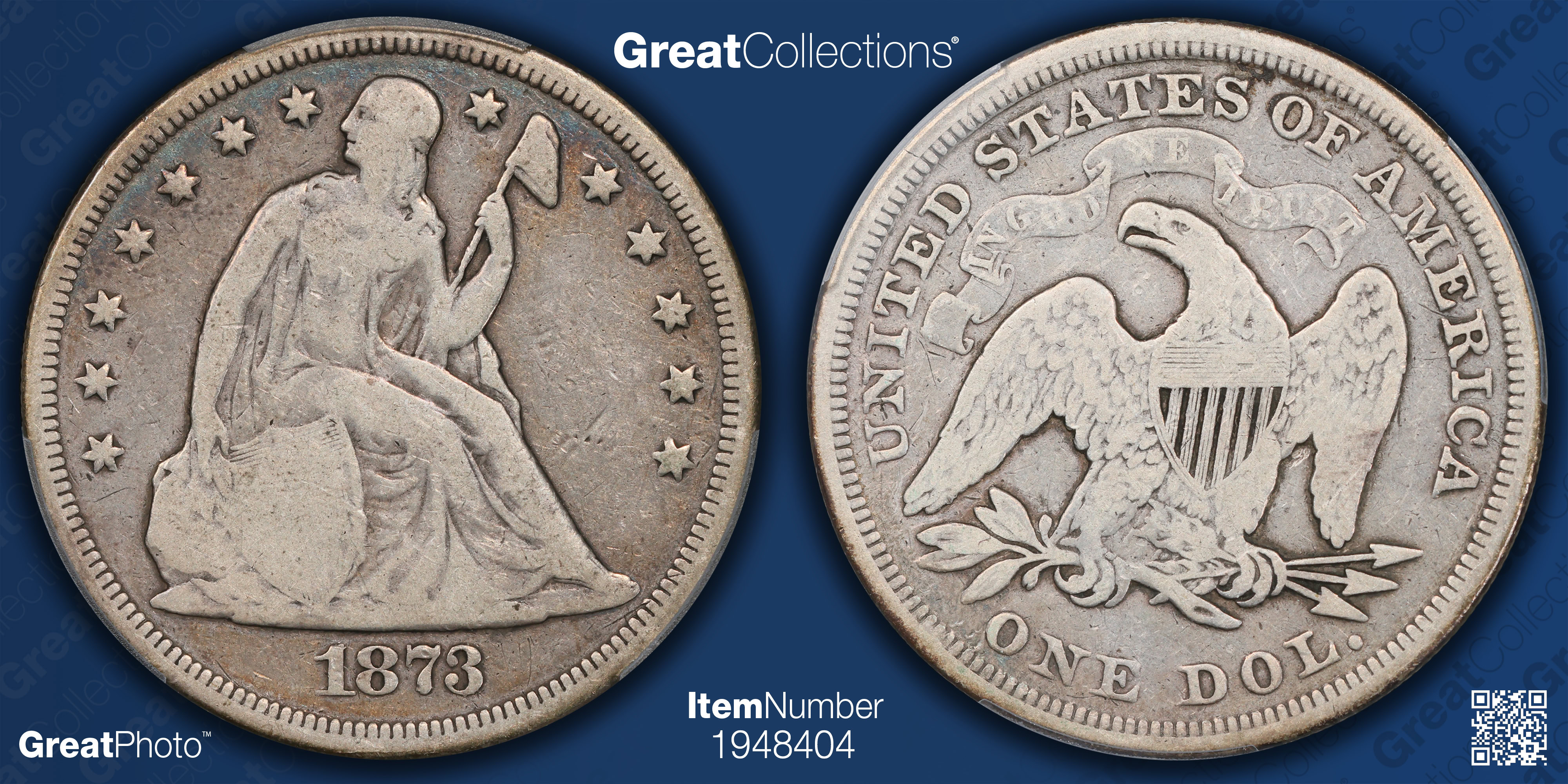 1873 Seated Liberty Silver Dollar PCGS VG-10 (Item 1948404 ...