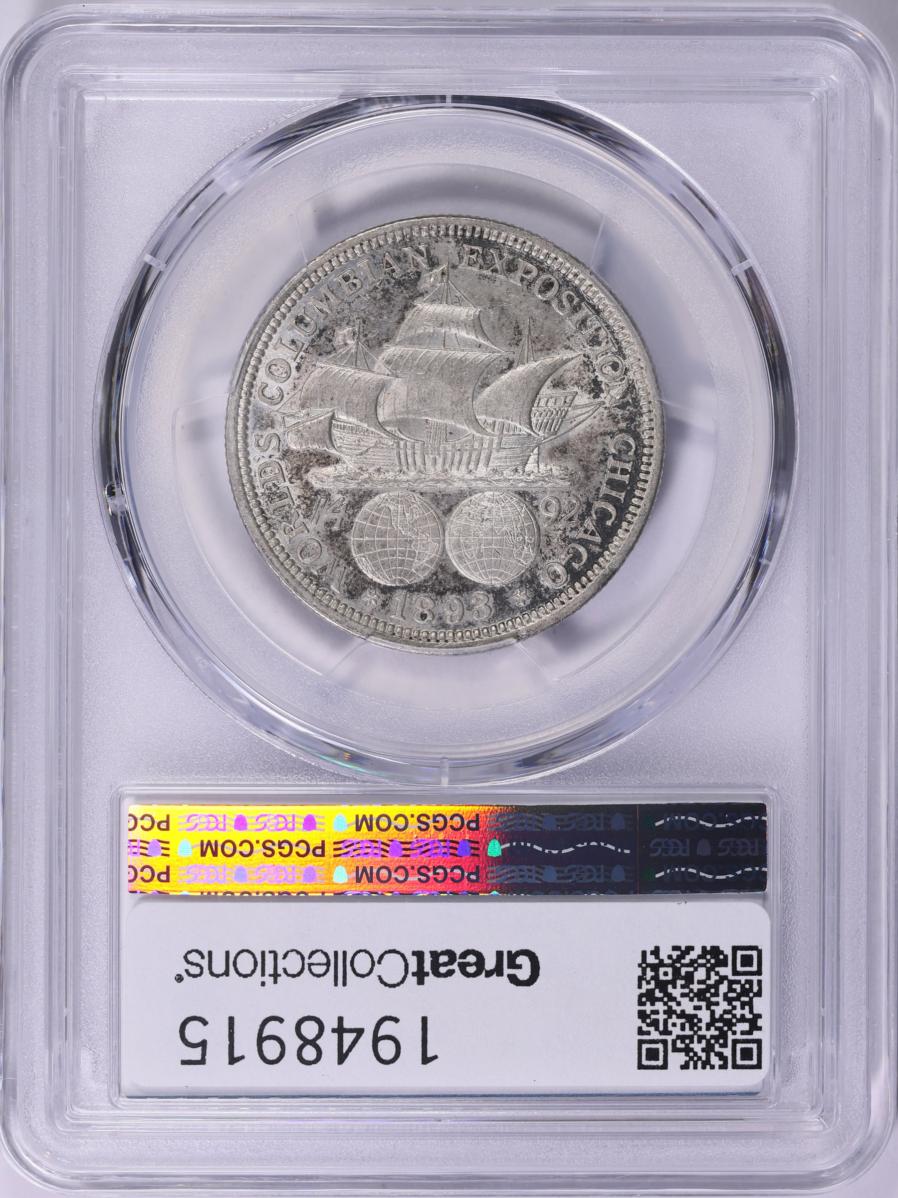 1893 World Columbian Exposition Half Dollar Repunched Date FS-301 PCGS AU-58 (Item 1948915 ...