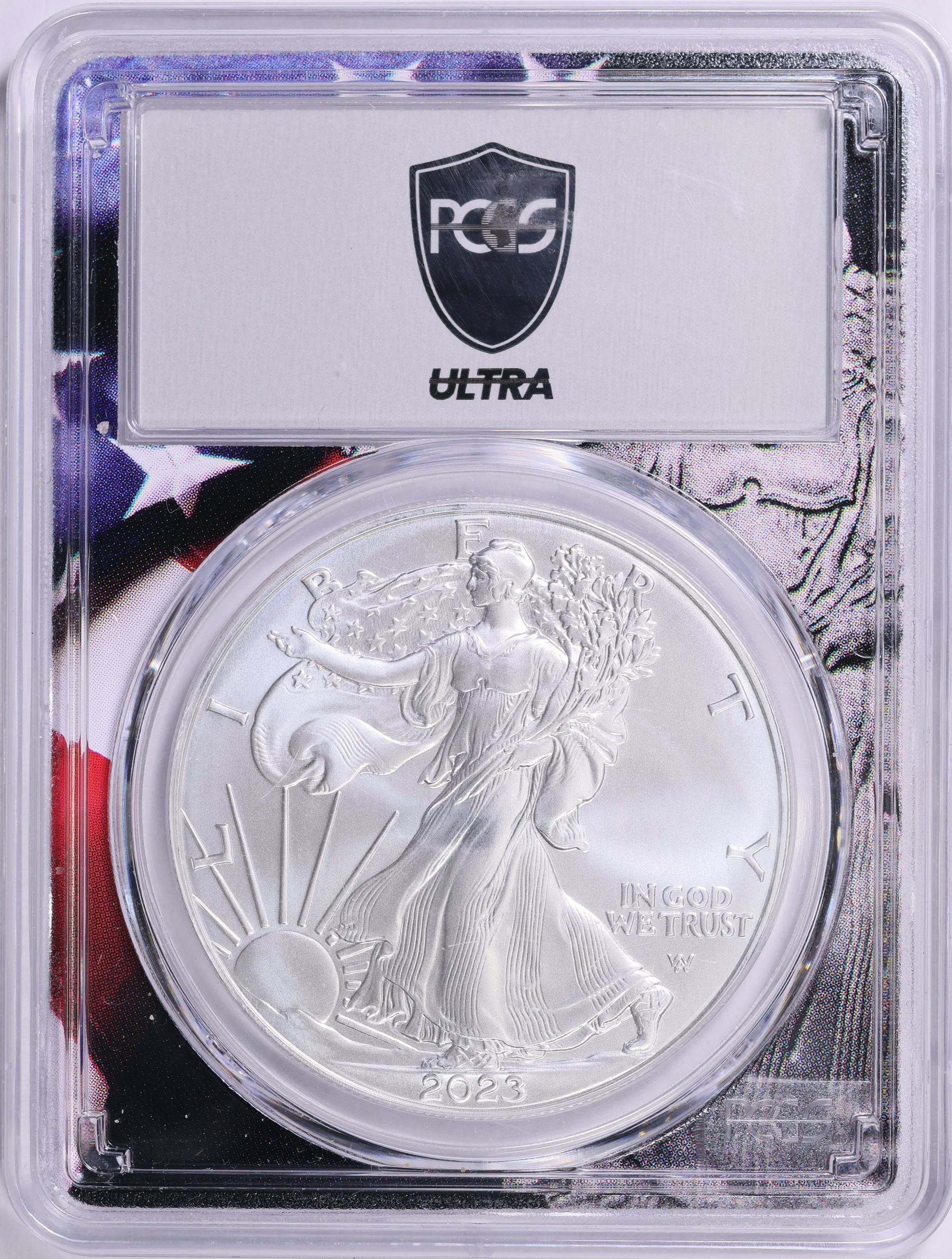 2023 $1 Silver Eagle PCGS MS-70 (Ultra Breaks Label) (Flag Frame Holder ...
