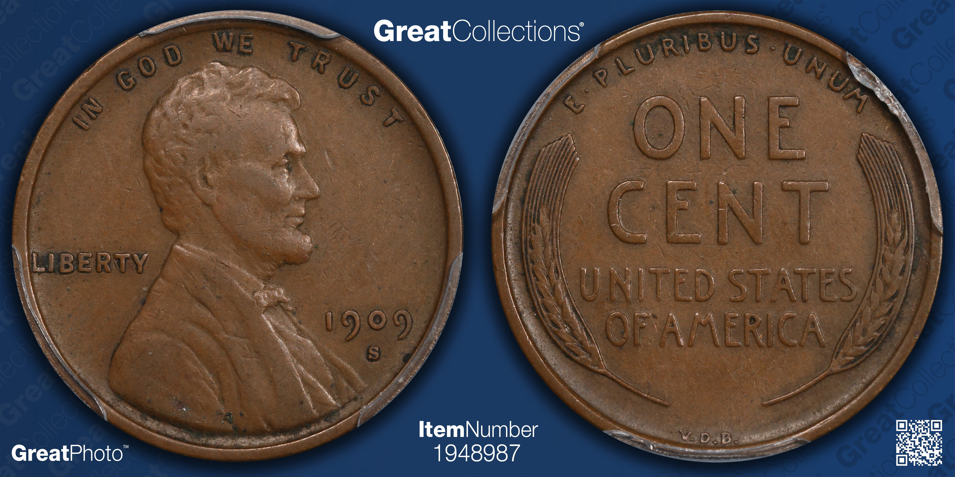 1909-S Lincoln Cent V.D.B. PCGS XF-40 BN (Item 1948987 ...
