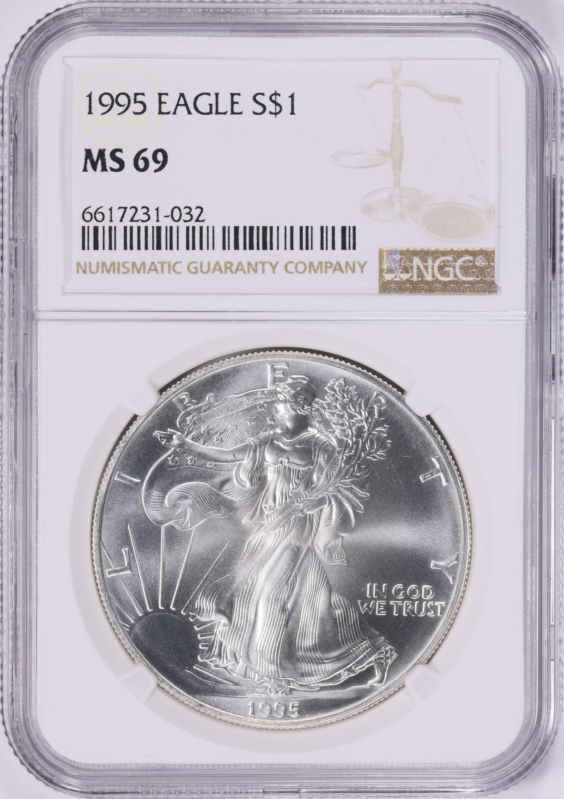 1995 $1 Silver Eagle NGC MS-69 (Item 1949056) | GreatCollections Coin ...