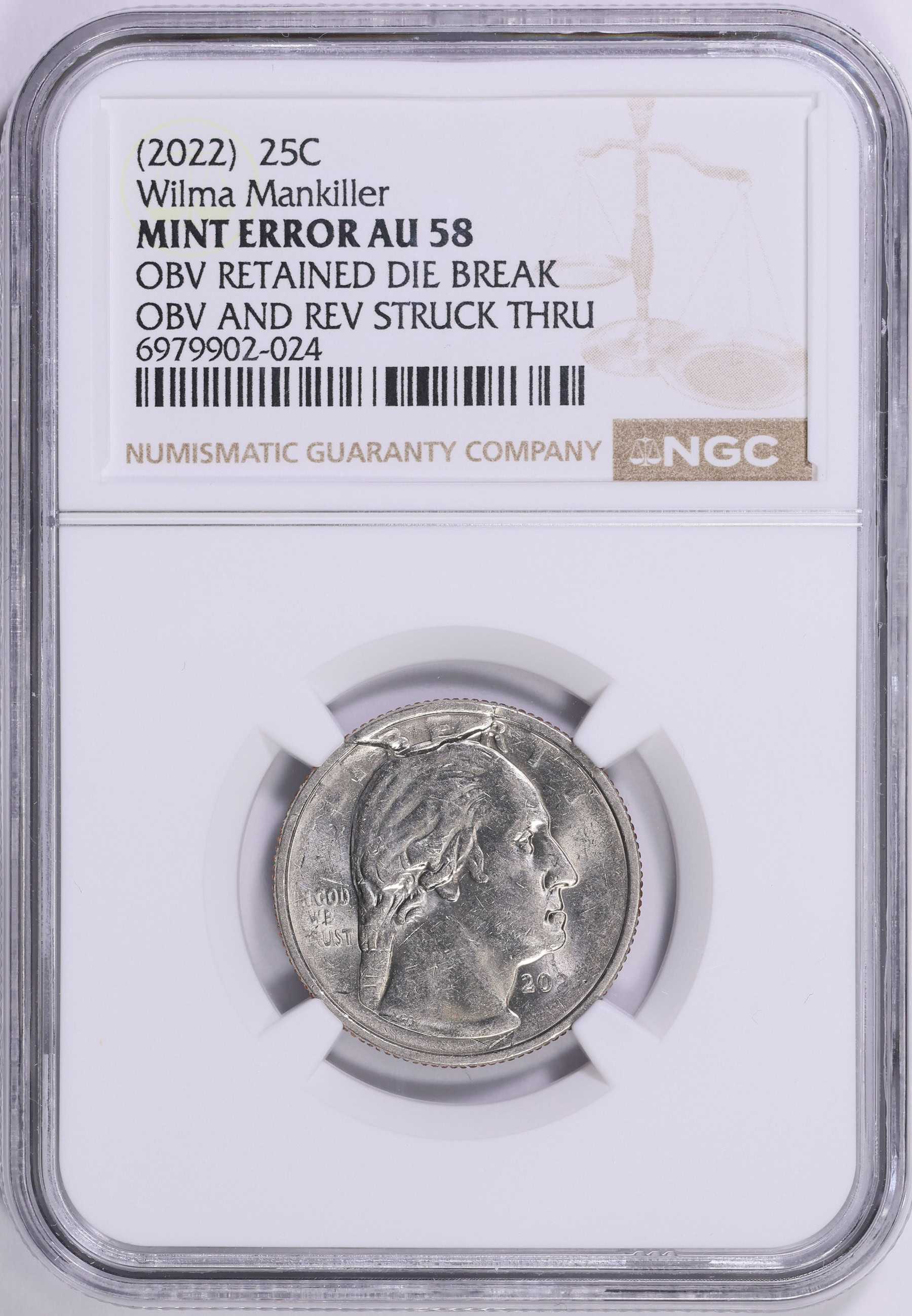 Mint Error (2022) American Women Quarter Wilma Mankiller Obverse ...