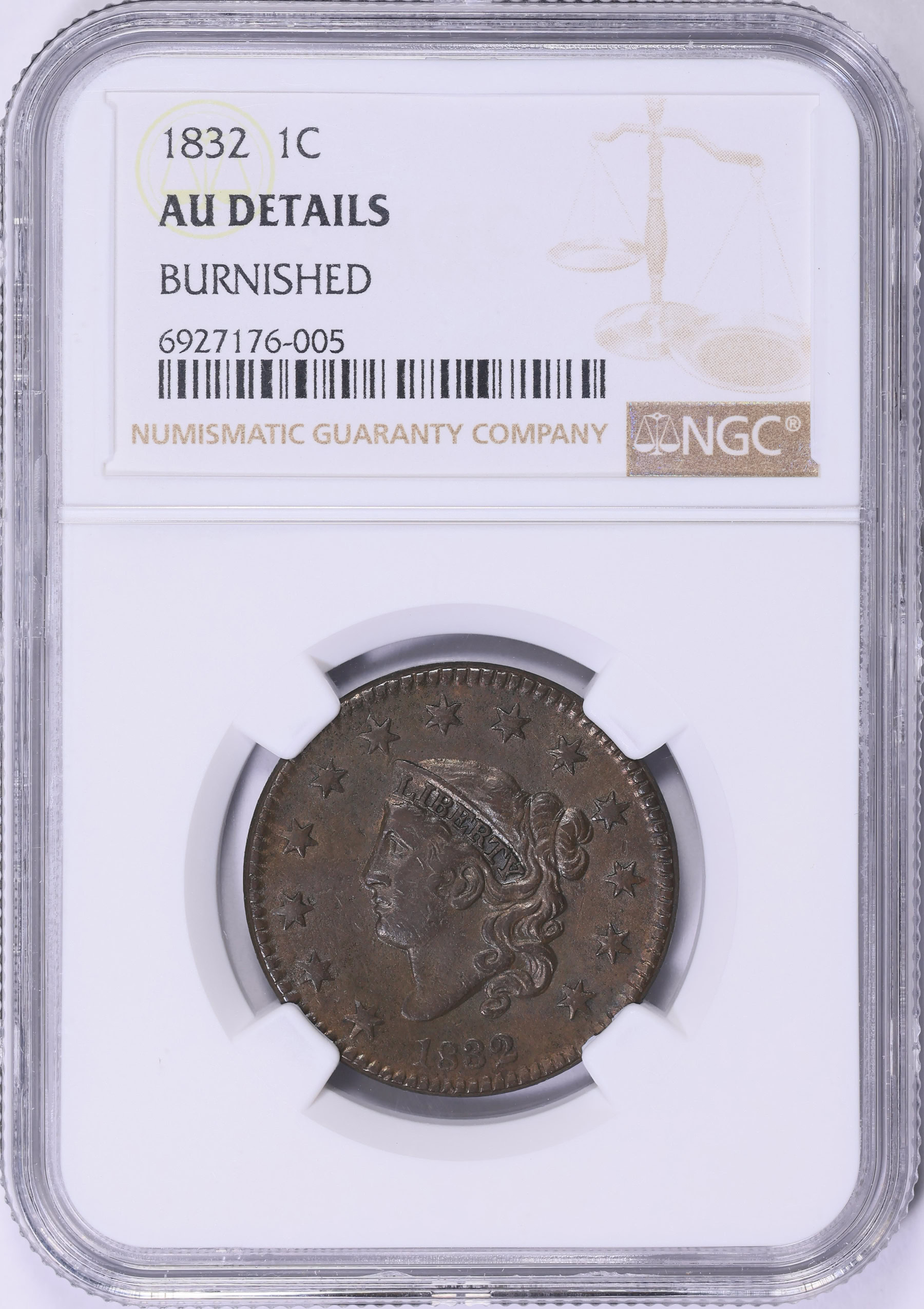 1832 Matron Cent NGC AU Details (Item 1949204) | GreatCollections Coin ...